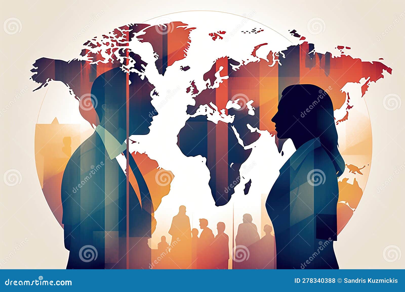 Business Negotiations with a World Map in the Background. Generative AI ...