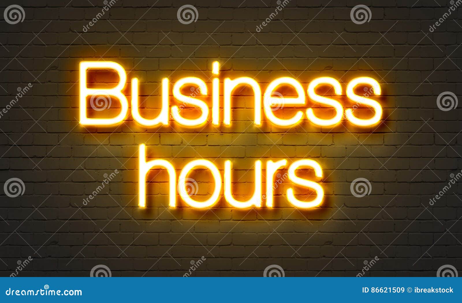Business Neon Sign on Brick Wall Background. Stock Image - Image of ...