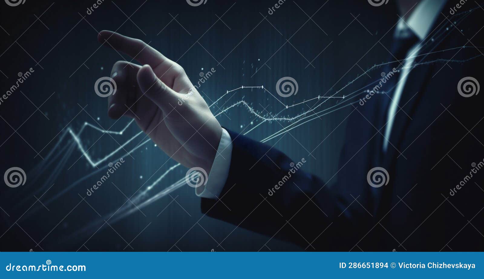 Business Network Chart Graph Concept Hand Cyberspace Technology Virtual ...