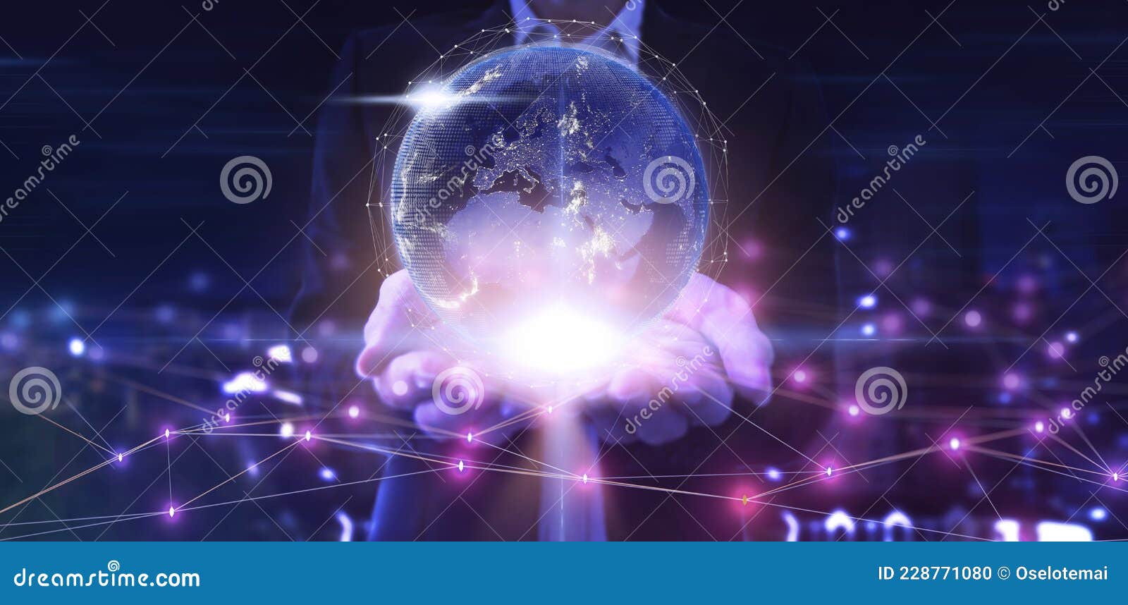 Business Network Communication and Technology Concept.global Network ...