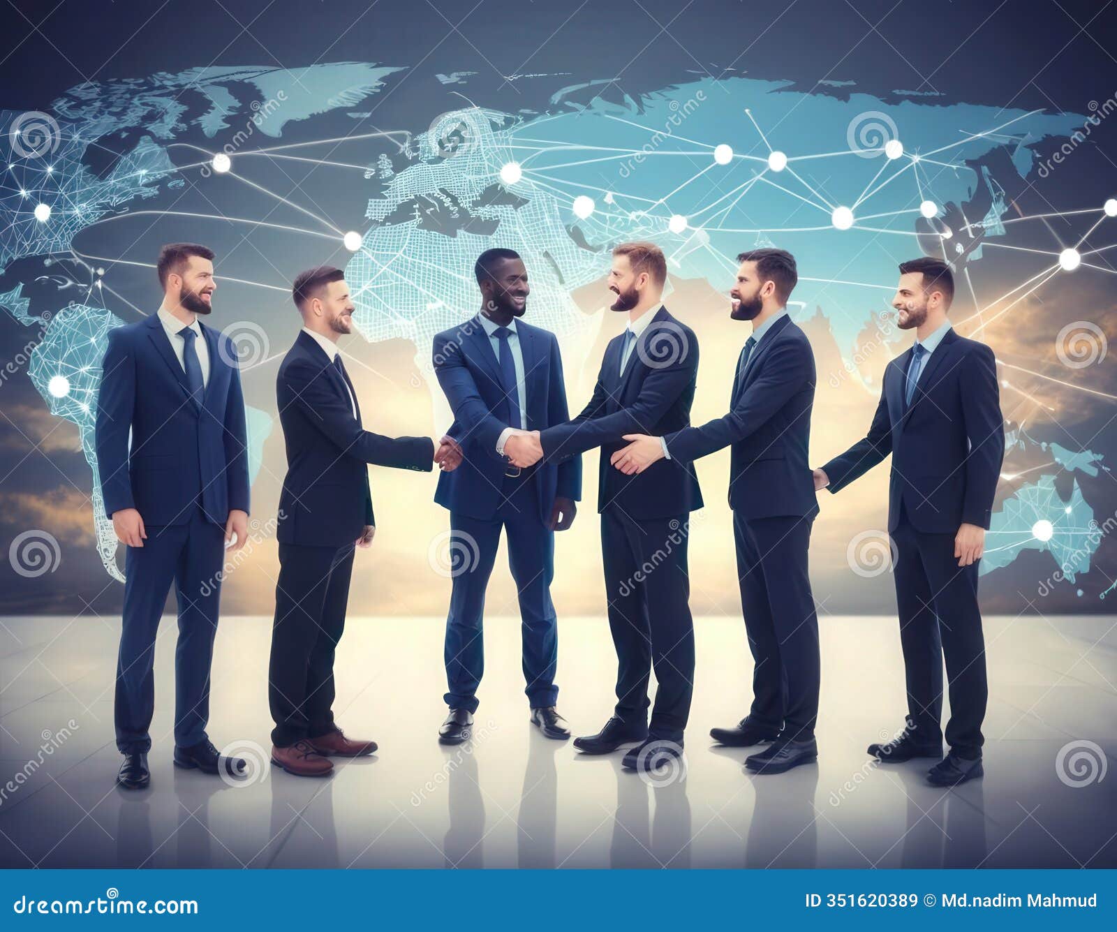 Business Network Concept with Handshake Businessman Stock Illustration ...