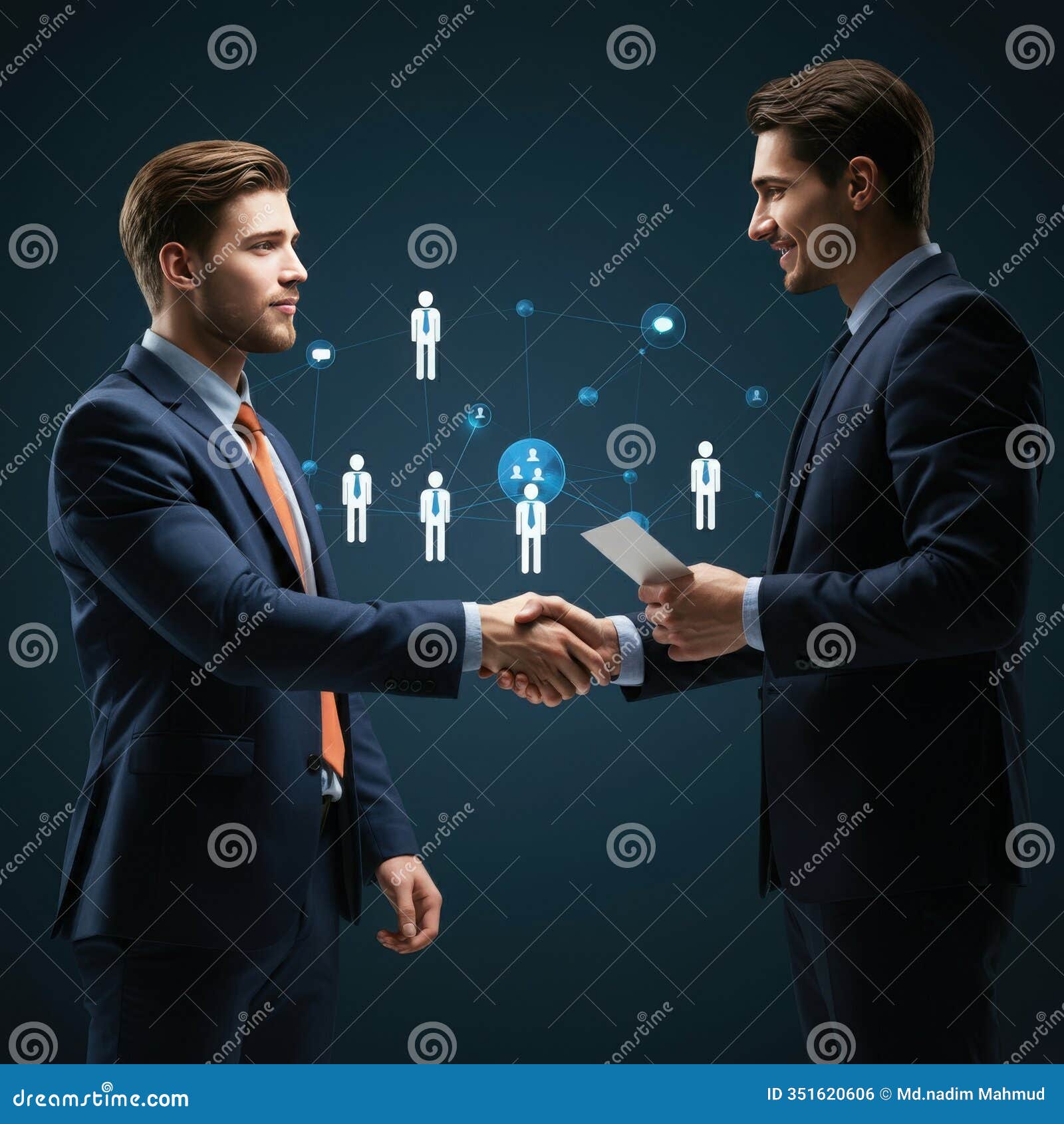 Business Network Concept with Handshake Businessman Stock Illustration ...