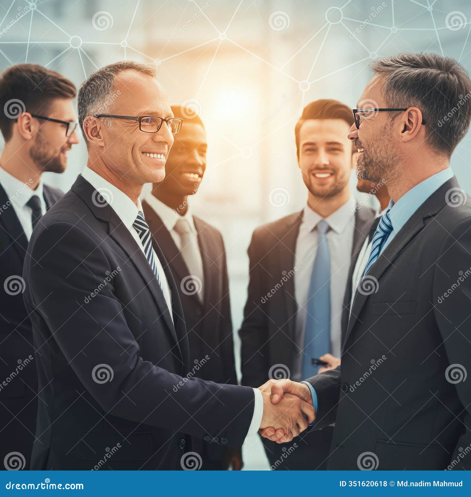 Business Network Concept with Handshake Businessman Stock Illustration ...