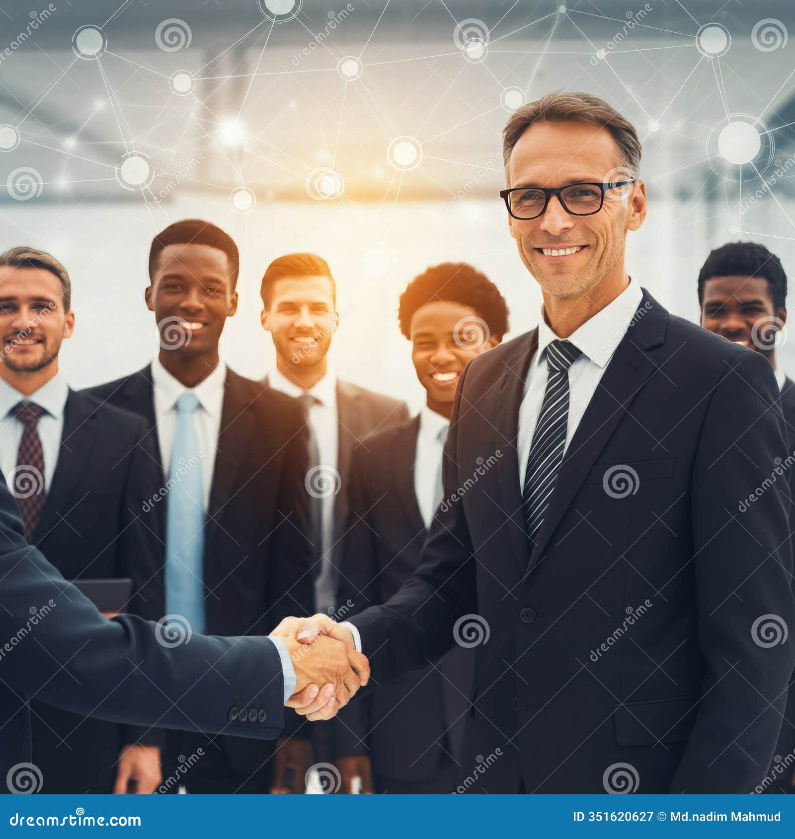 Business Network Concept with Handshake Businessman Stock Illustration ...