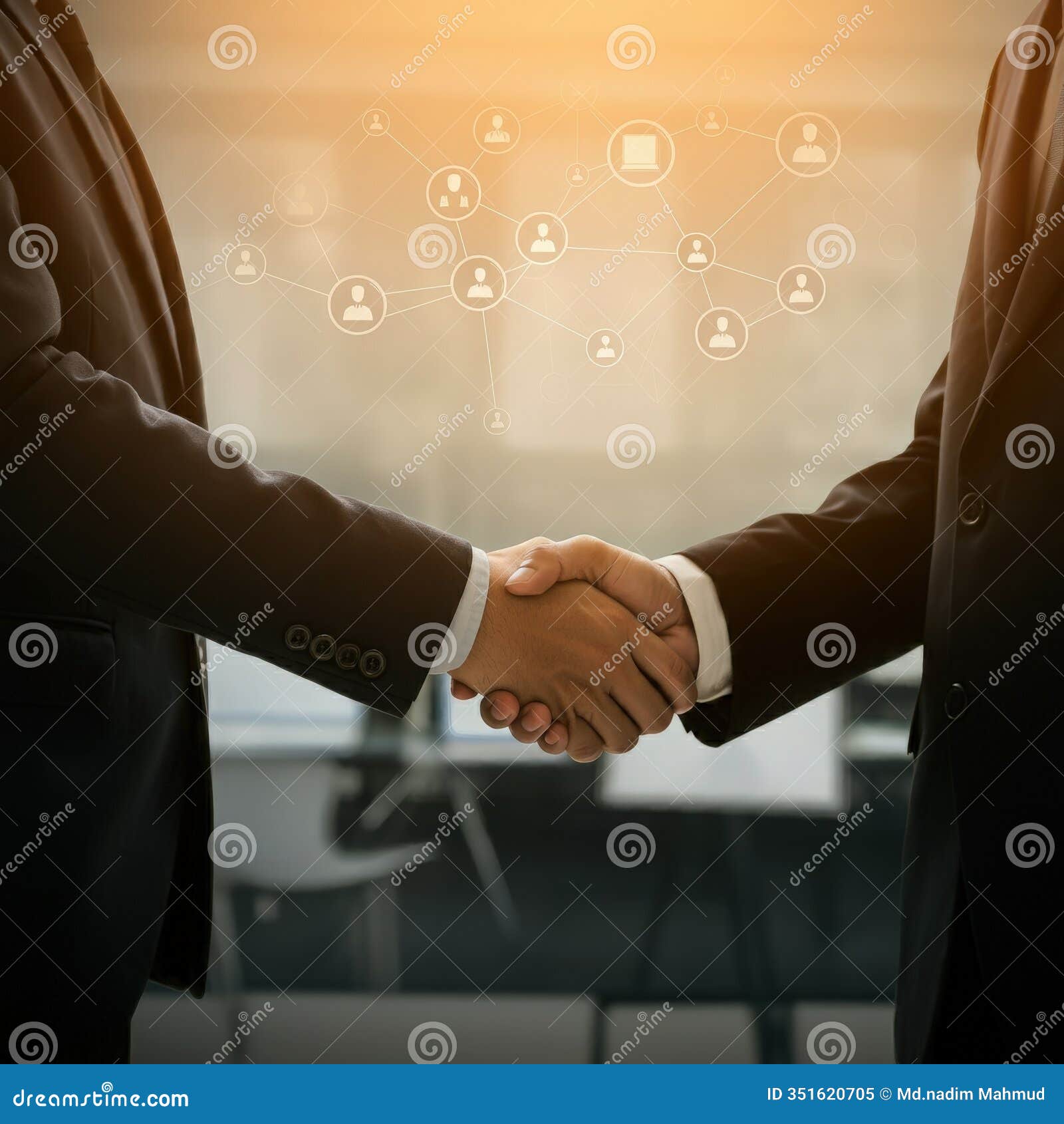 Business Network Concept with Handshake Businessman Stock Illustration ...