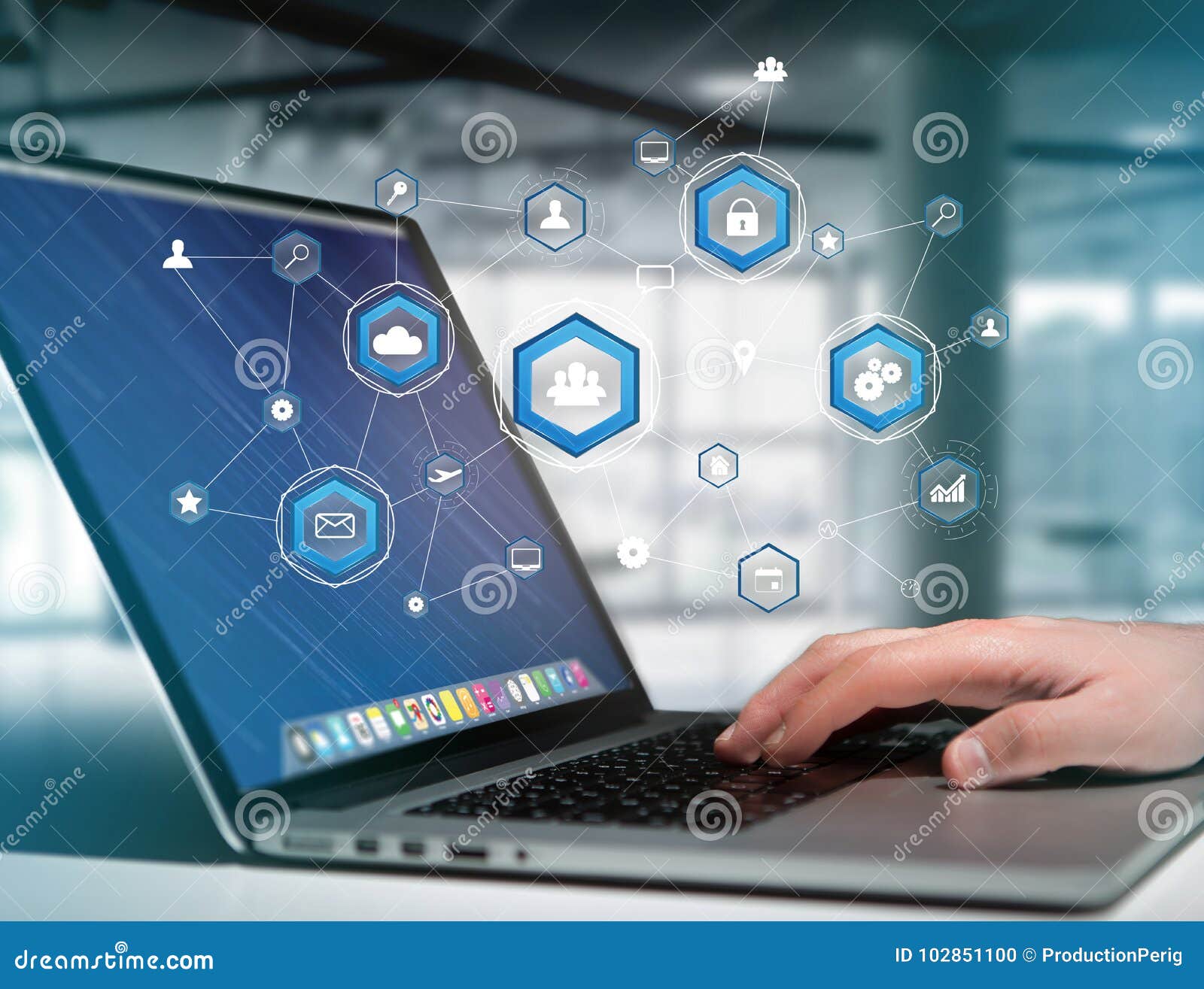 Business Network Connection Displayed on a Futuristic Interface Stock ...