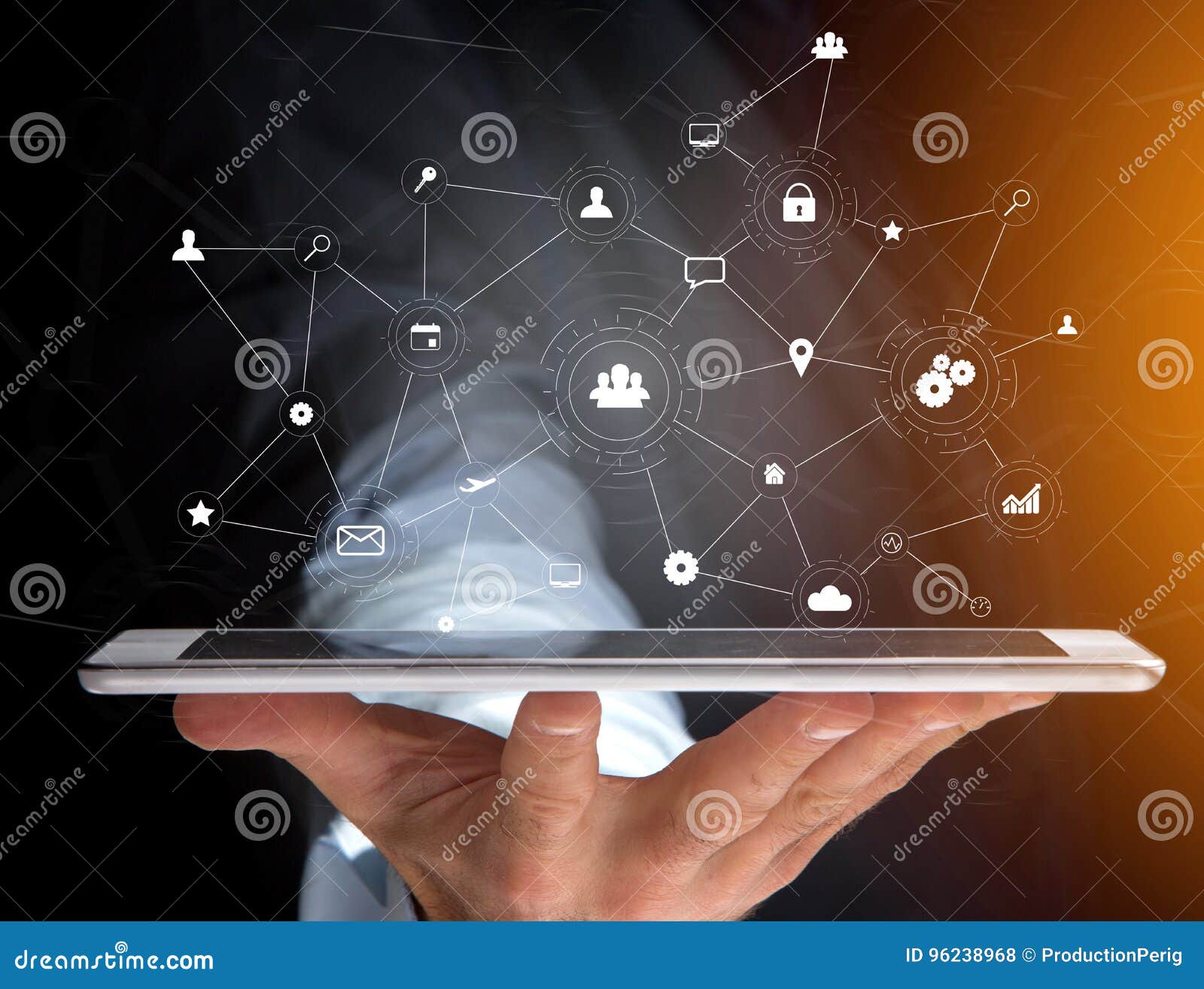 Business Network Connection Displayed on a Futuristic Interface Stock ...