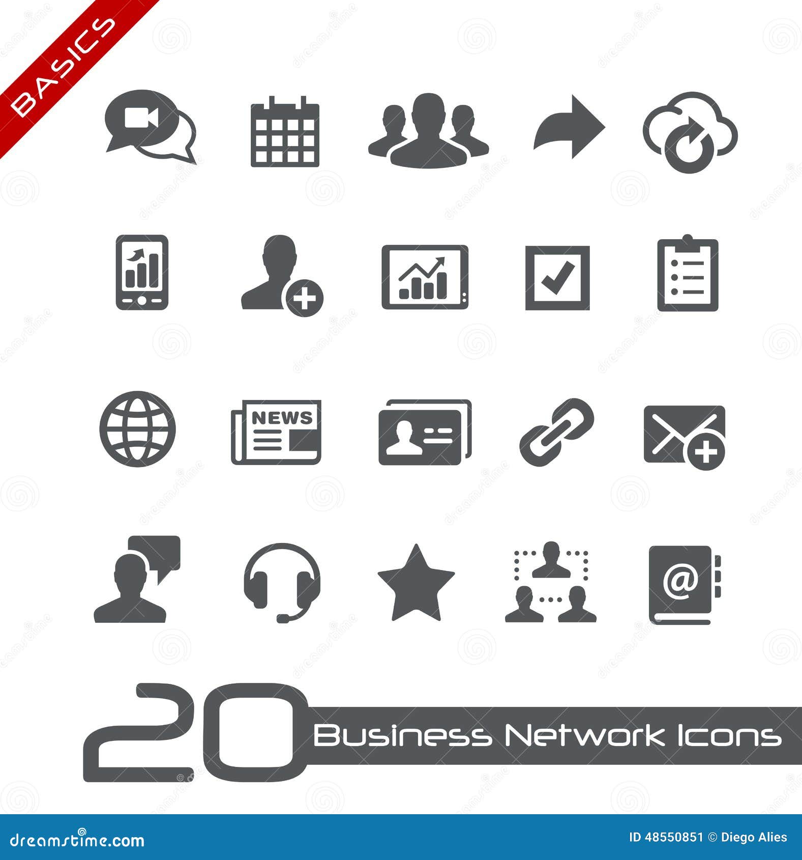 Business Network Icons // Basics Stock Vector - Illustration of ...