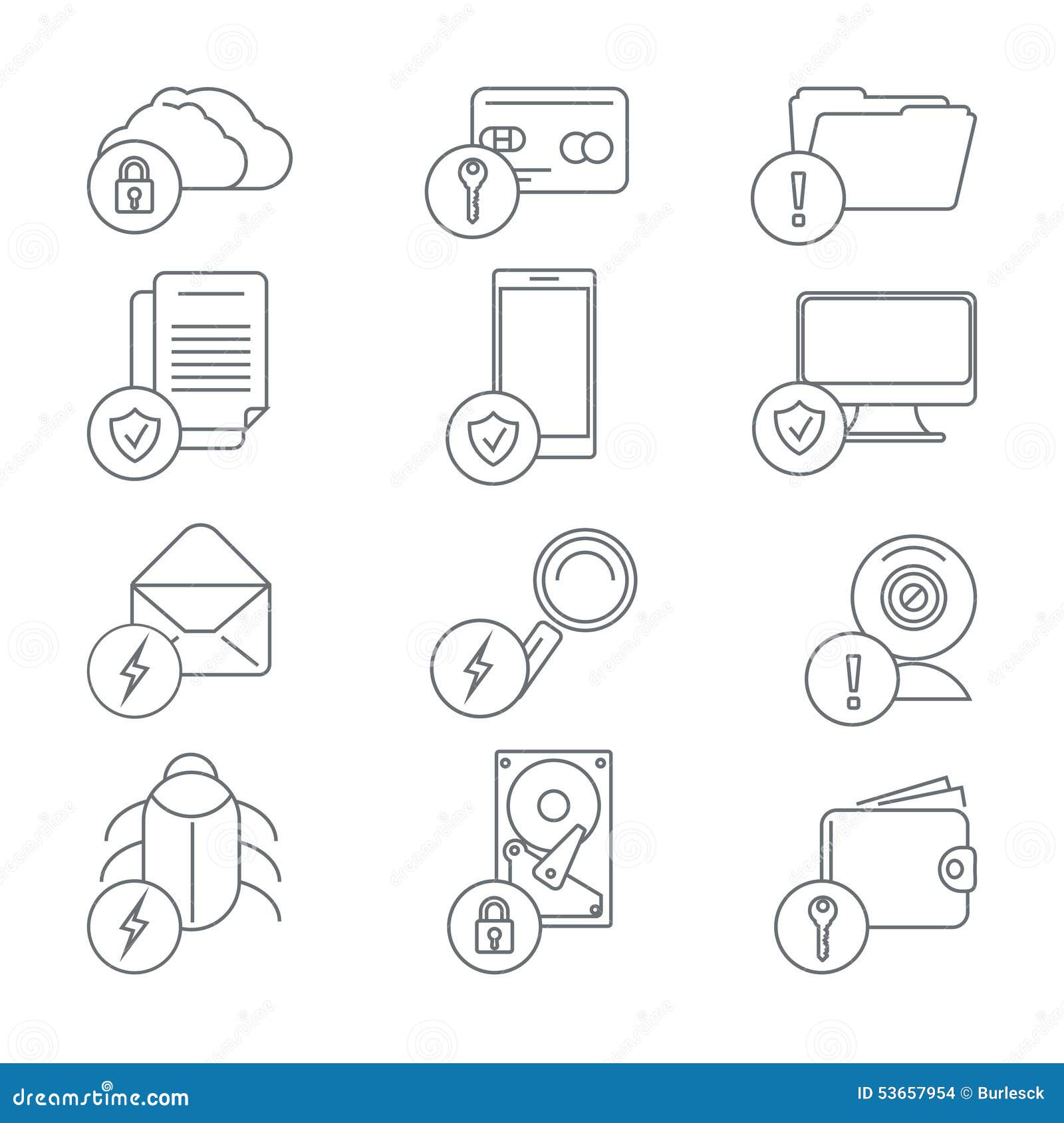 Business Network Security and Data Protection Line Stock Vector ...