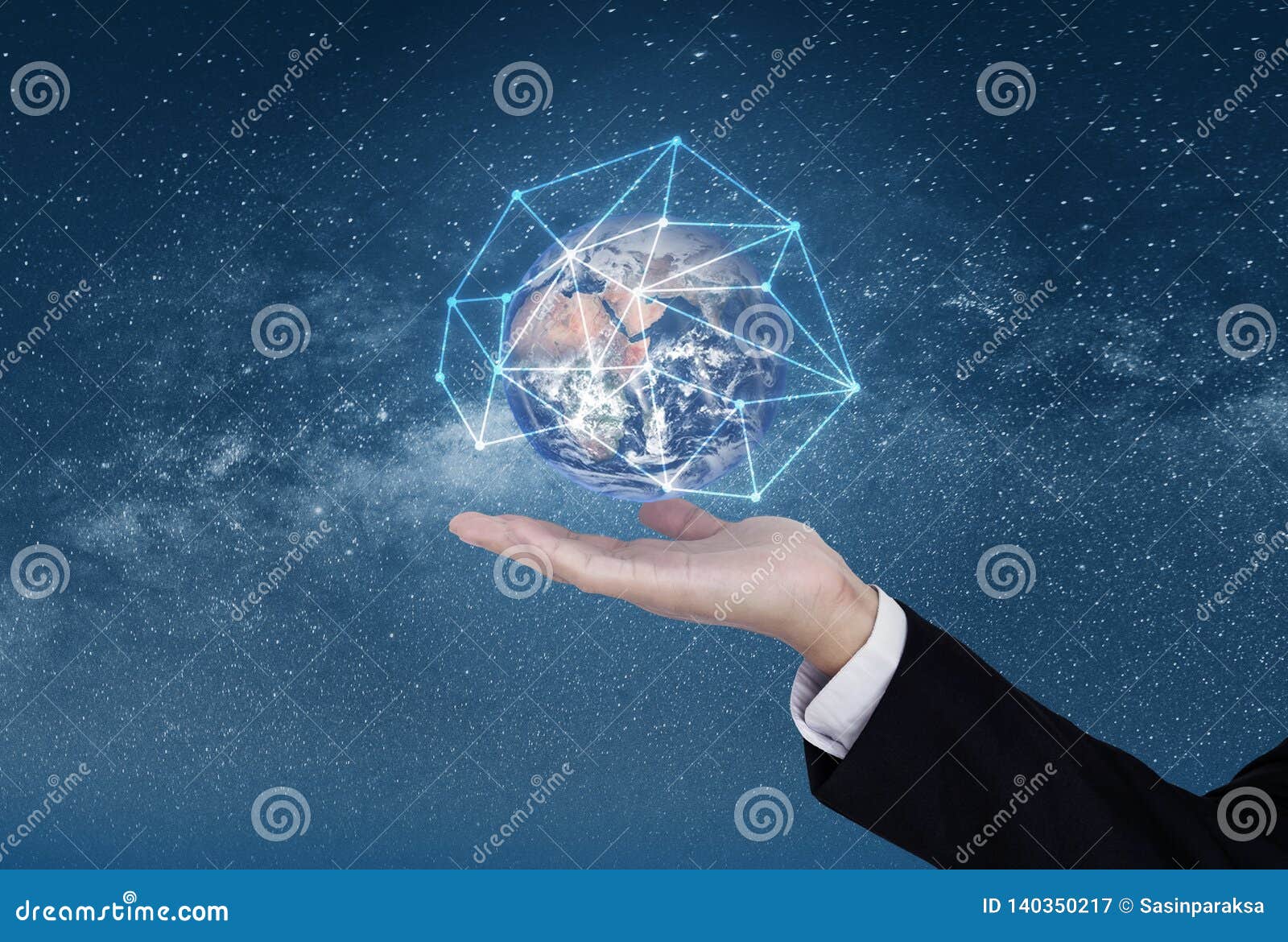 Business Networking and Blockchain Business and Technology. Hand ...