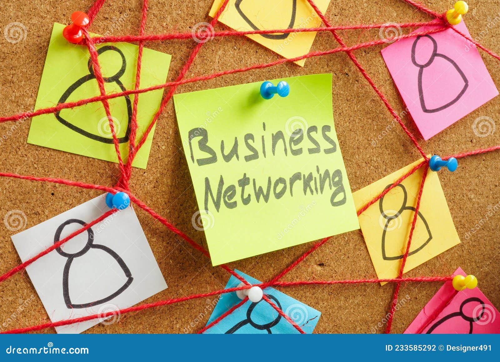 Business Networking Concept. Stickers Connected by a Rope. Stock Photo ...