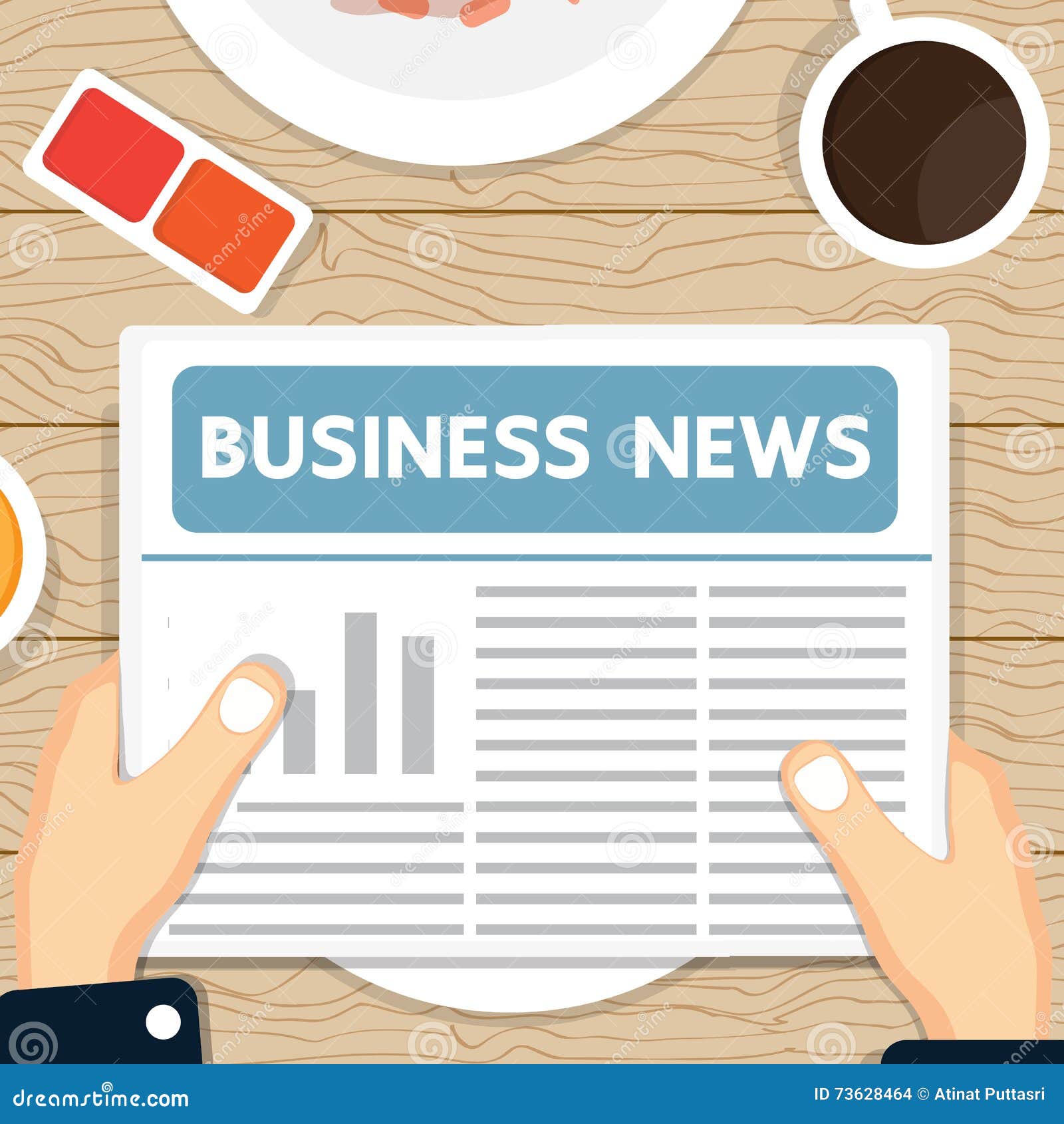 Business News Paper on the Table. Stock Vector - Illustration of view ...