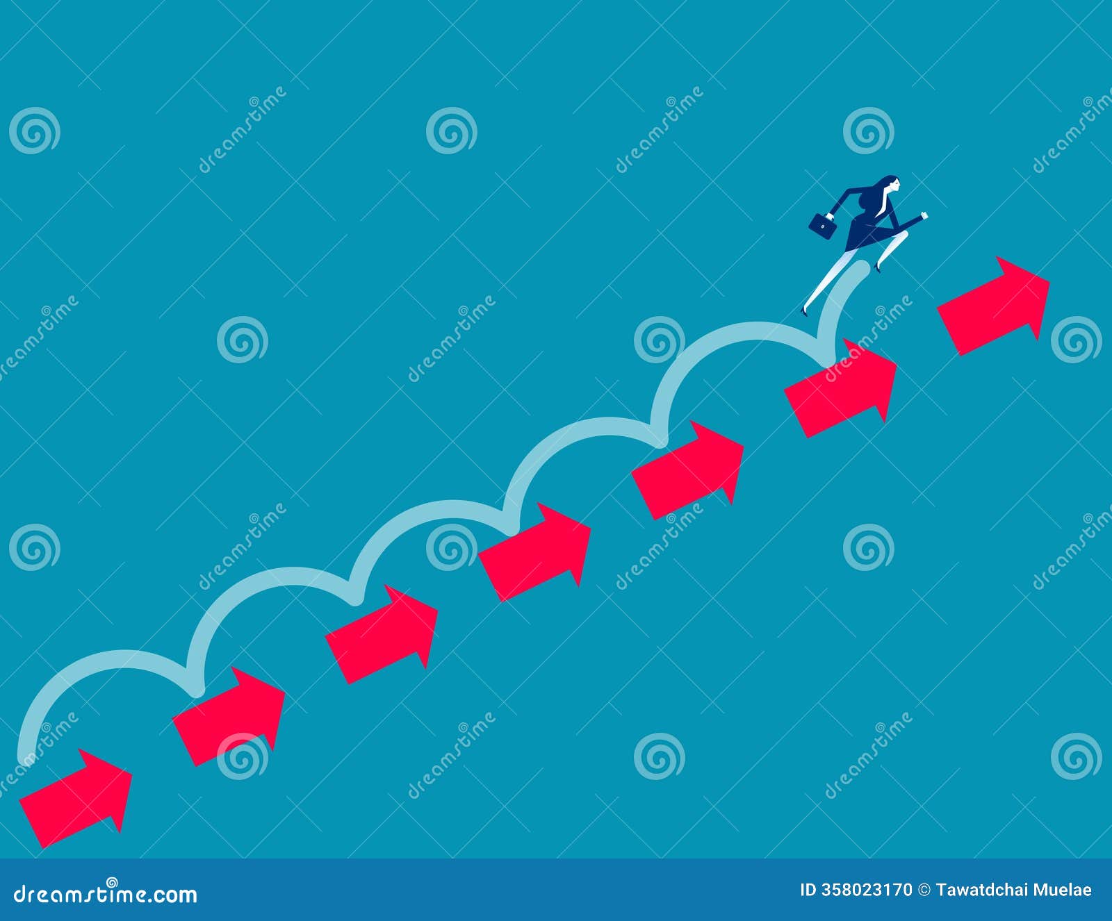 Step Or Progress To Success And Reach Goal Target, Leadership To ...