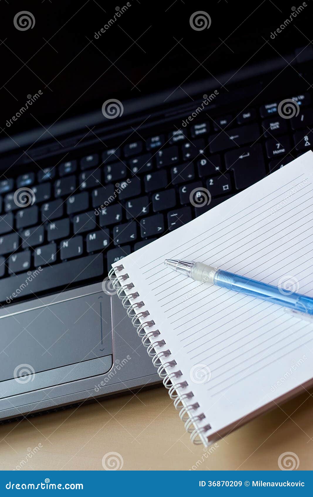 Business Note Book on Laptop Stock Image - Image of innovation, idea ...