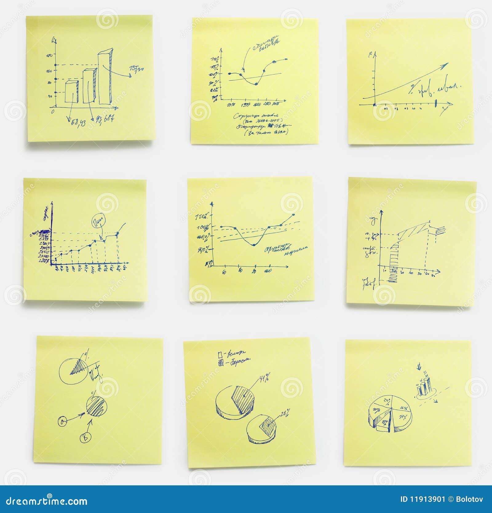 Business Notes on Post-it Sheets Stock Image - Image of design, office ...