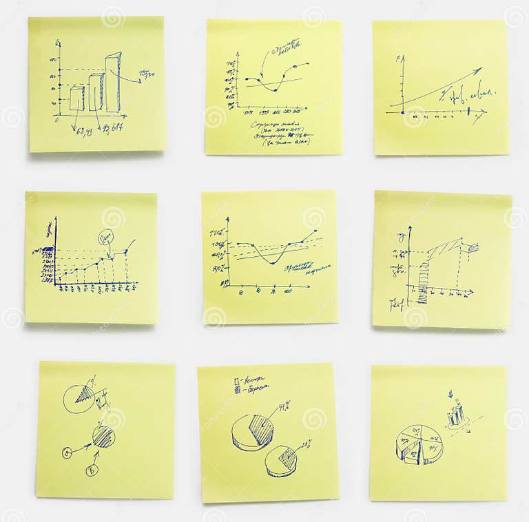 Business Notes on Post-it Sheets Stock Image - Image of design, office ...