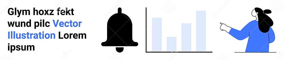 Business Notification and Data Analysis Concept with Character and Bar ...