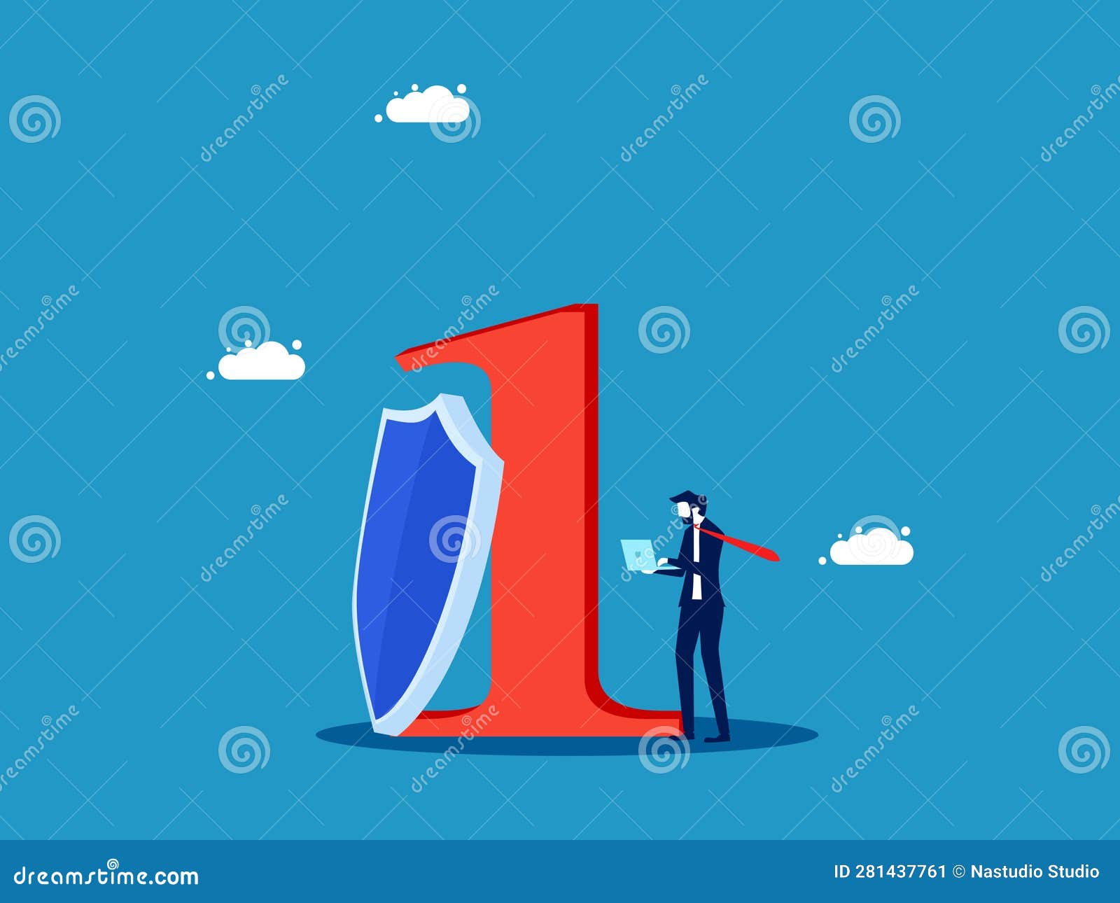 Business Number One Protection. Businessman Shield and Number One Stock ...