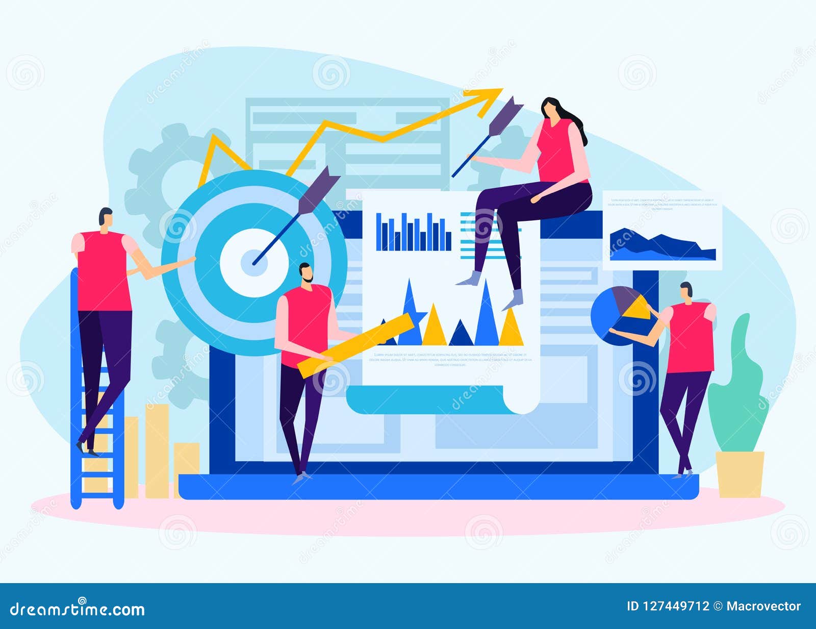 Business Objectives Flat Background Stock Vector - Illustration of ...