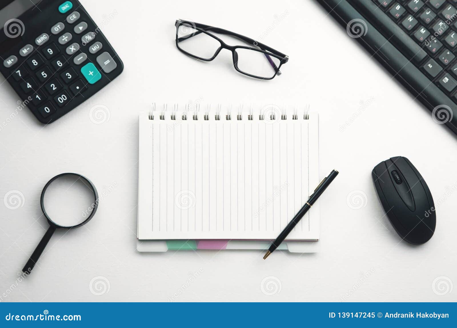 Business Objects on White Desk Stock Image - Image of design, objects ...