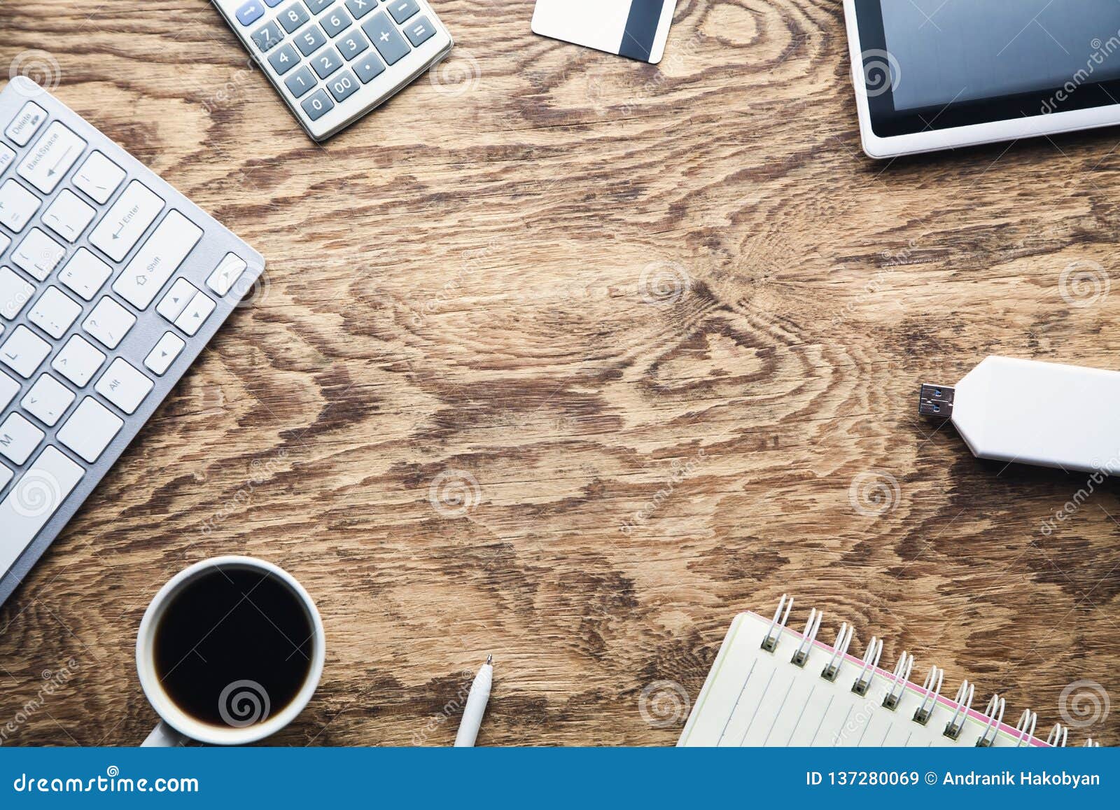 Business Objects on Wooden Desk. Business Concept Stock Image - Image ...