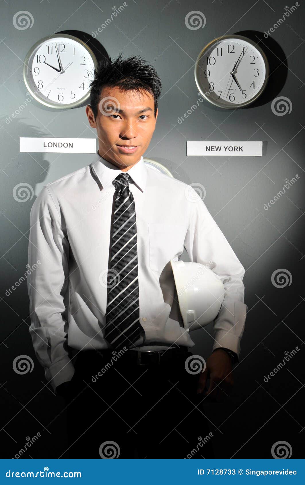 Business Office with Clock 126 Stock Image - Image of computer ...