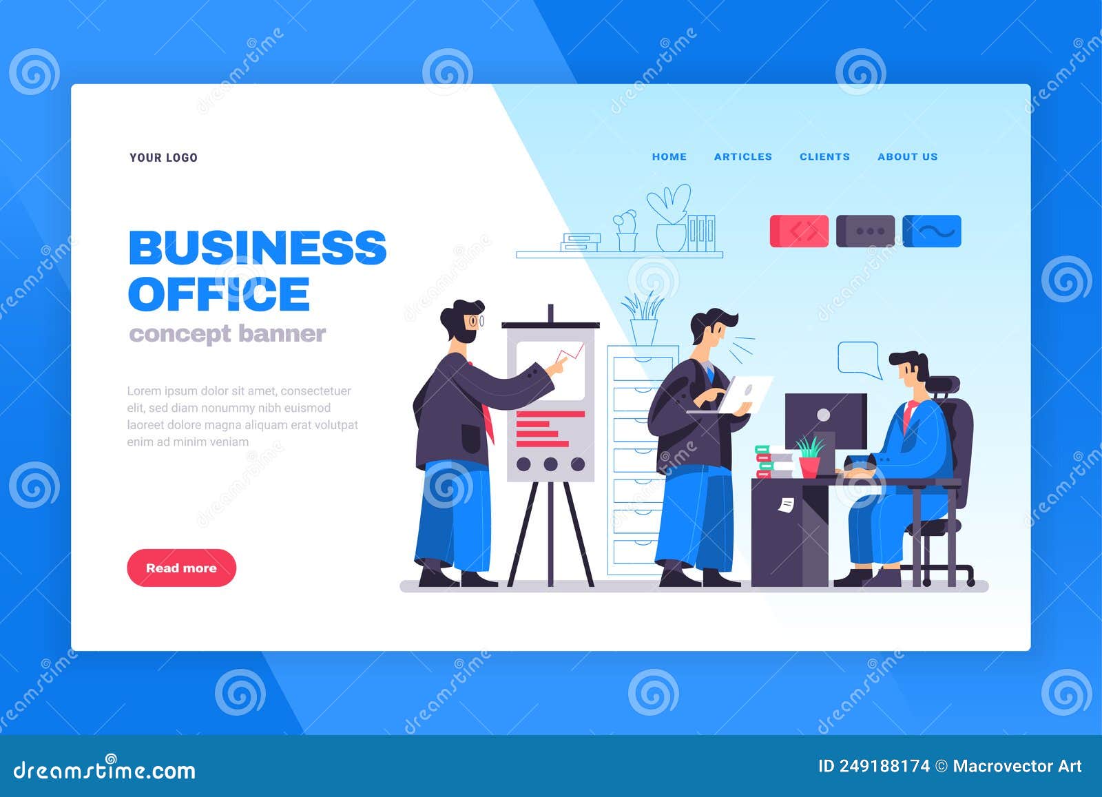 Business Office Concept Banner Stock Vector - Illustration of flat ...