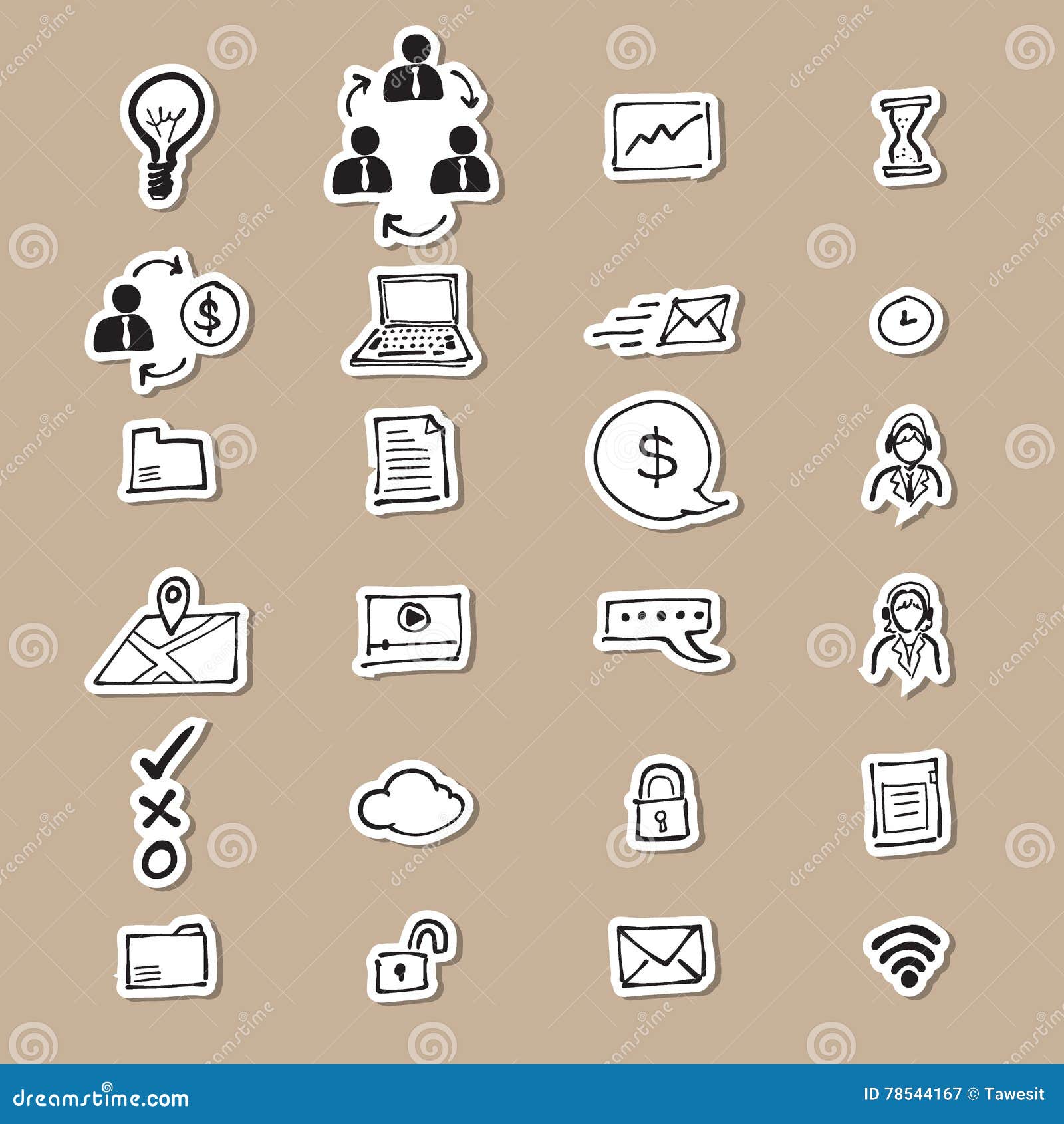 Business and Office Drawing Icons Set Stock Vector - Illustration of ...