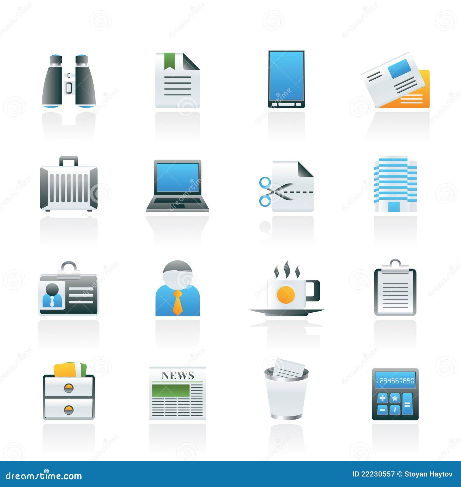Business and Office Elements Icons Stock Vector - Illustration of email ...