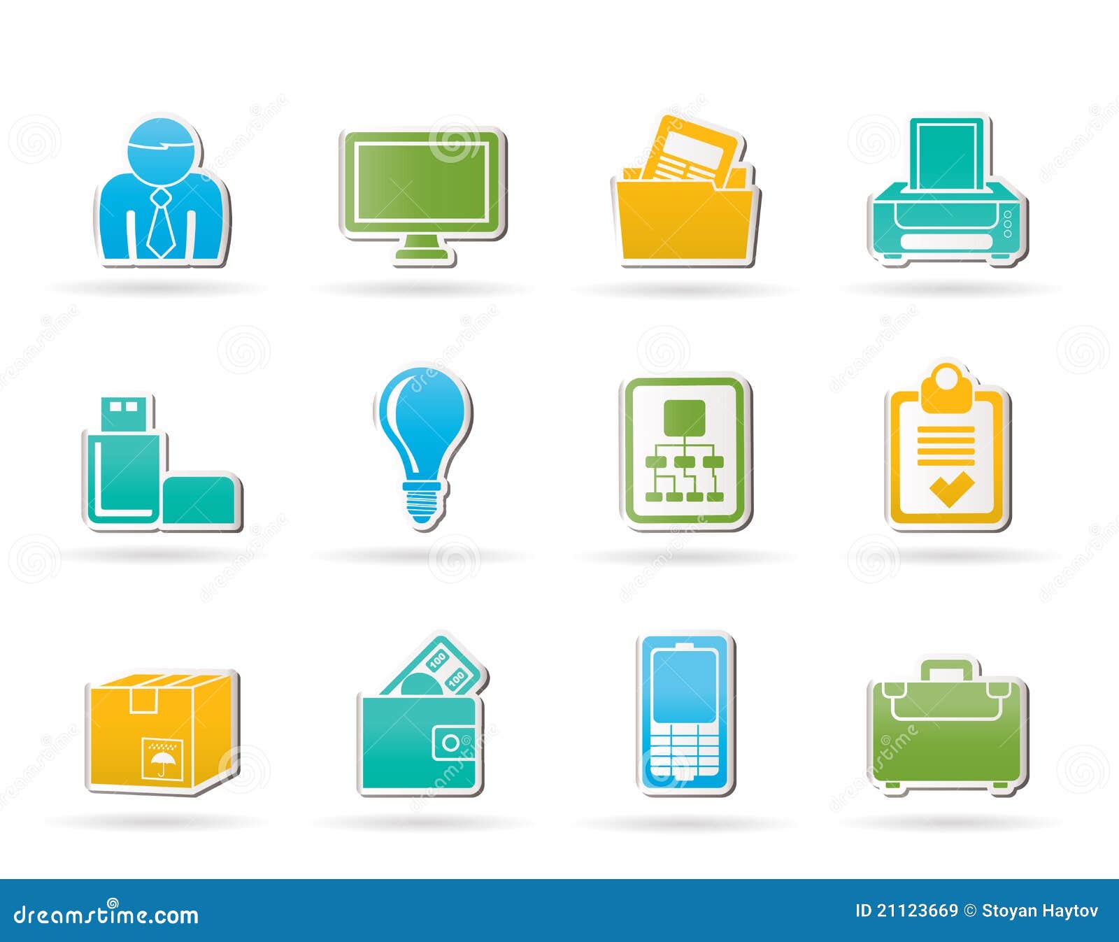 Business and Office Equipment Icons Stock Vector - Illustration of ...