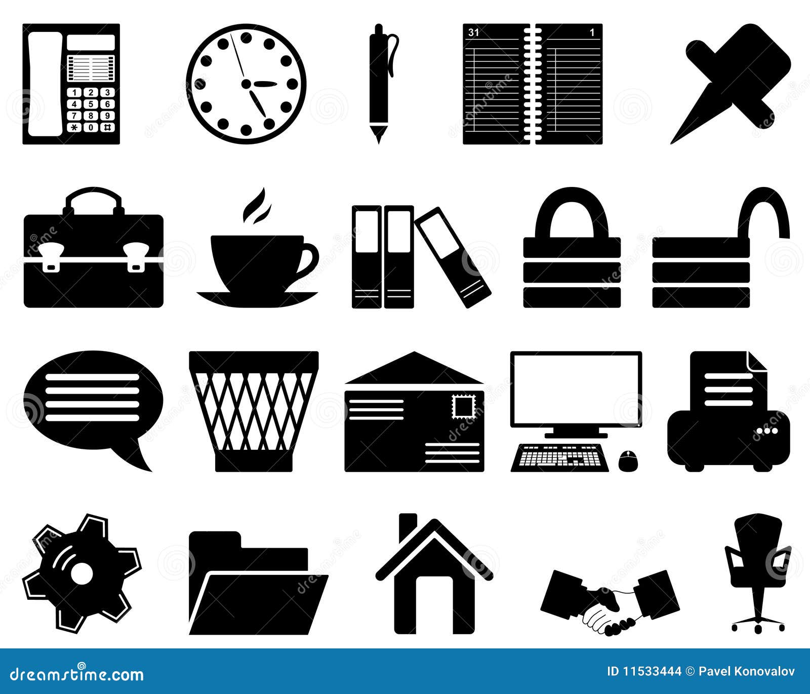 Business and Office Icons Set Stock Vector - Illustration of coffee ...