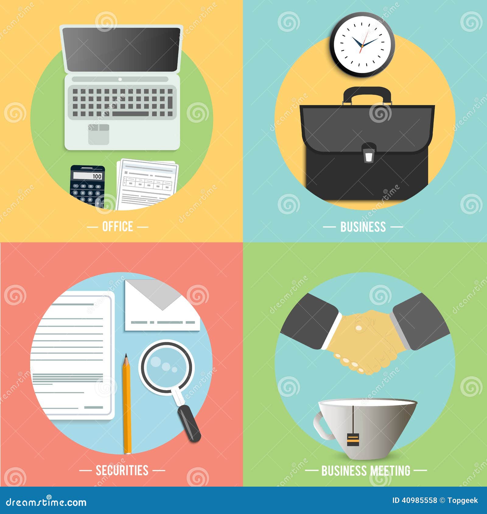 Business, Office and Marketing Items Icons. Stock Vector - Illustration ...
