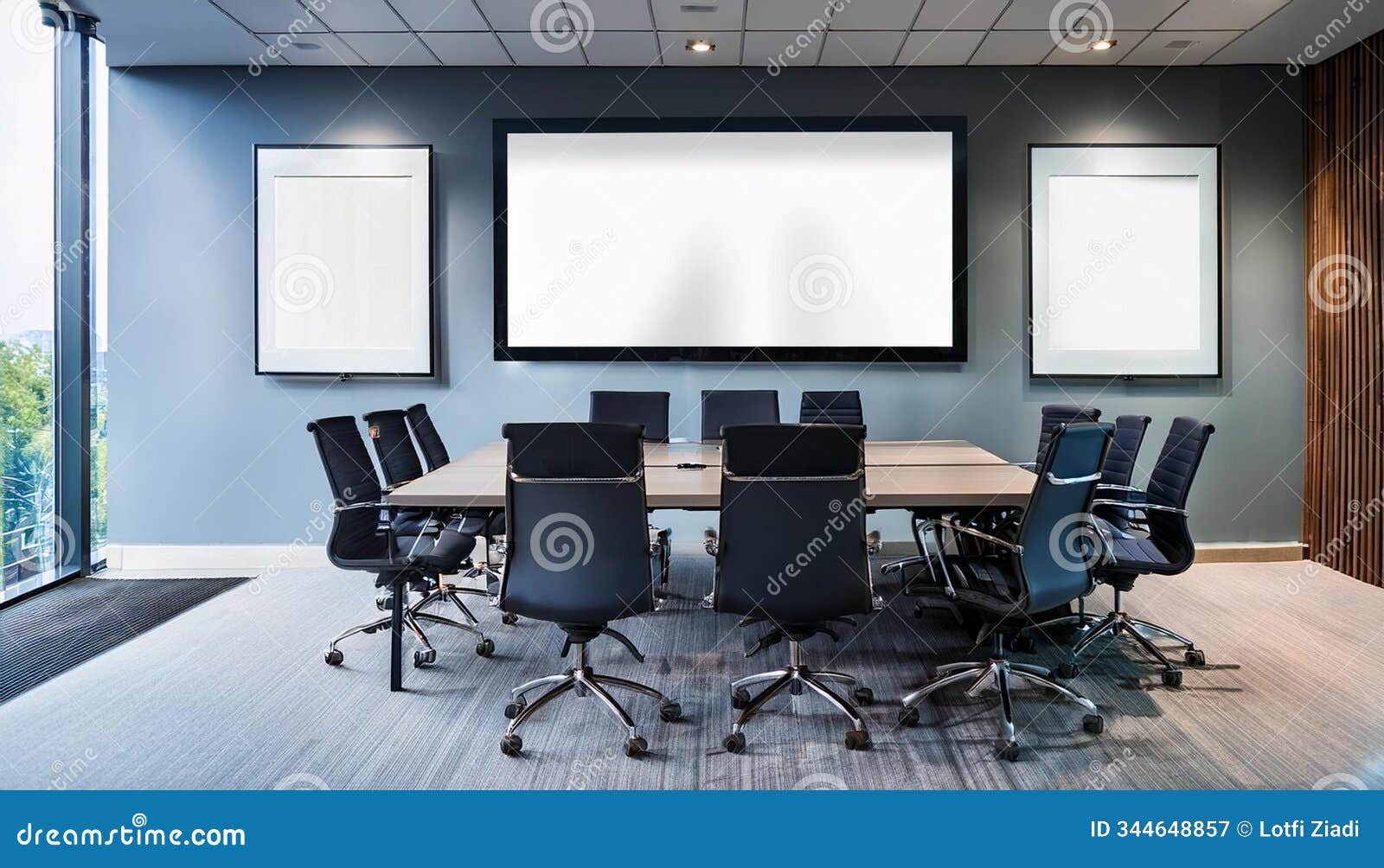 Business Office Meeting Interior with Board and Chairs, Mockup Frames ...
