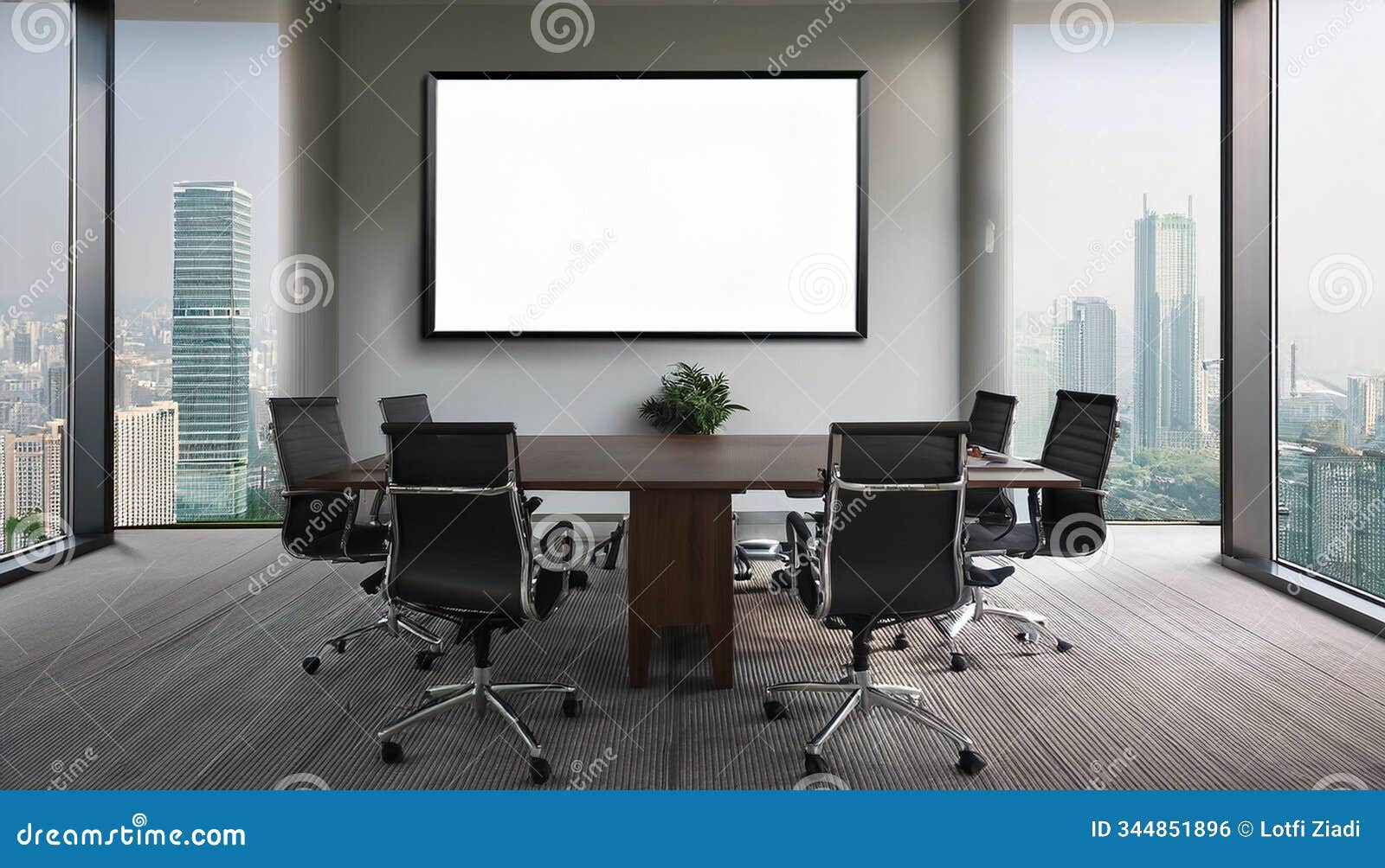 Business Office Meeting Interior with Board and Chairs, Mockup Frames ...