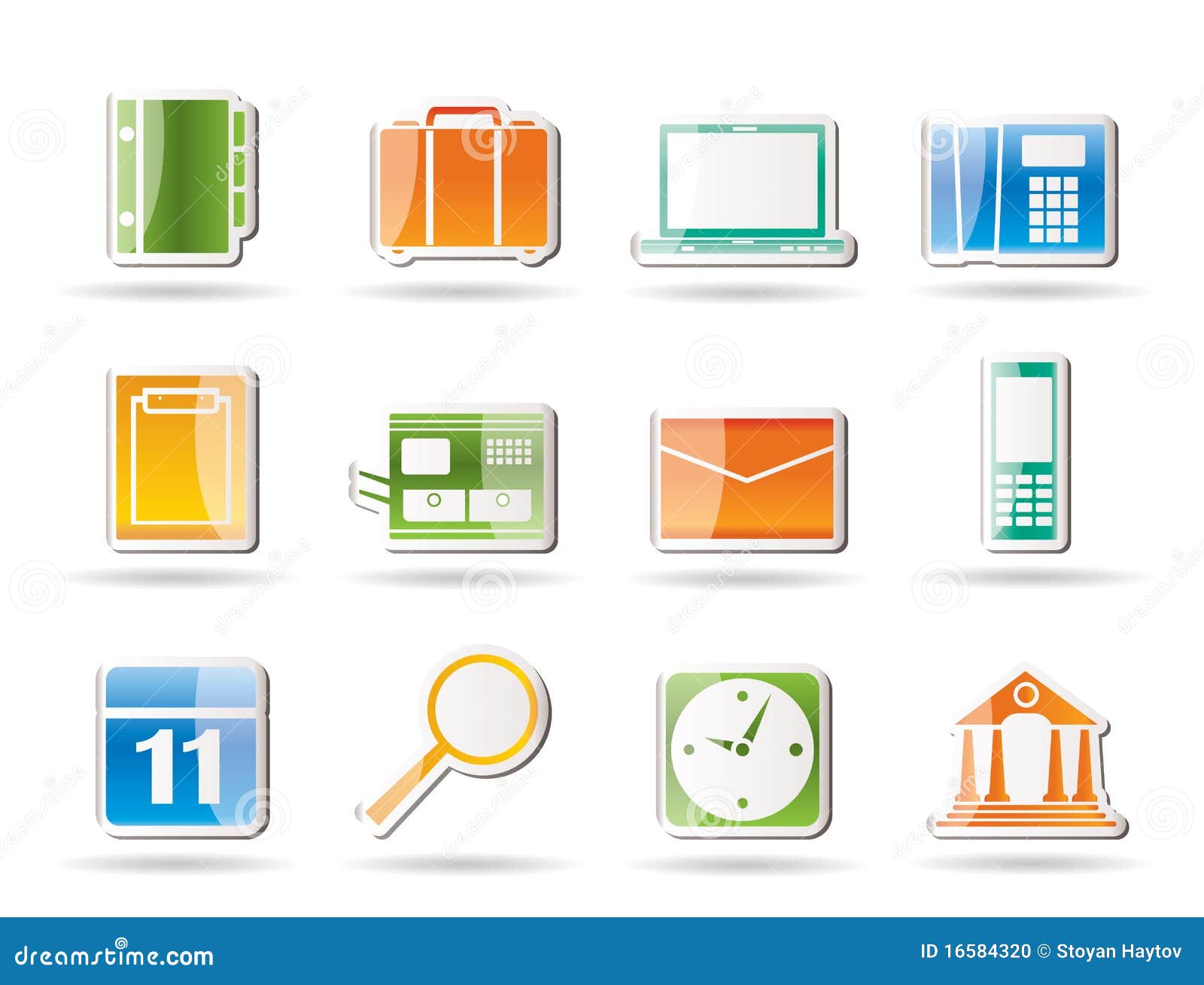 Business, Office and Mobile Phone Icons Stock Vector - Illustration of ...