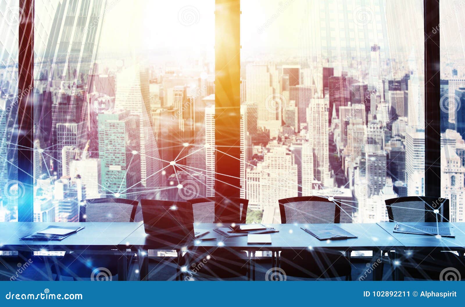 Business Office with Network Effect Stock Image - Image of future ...