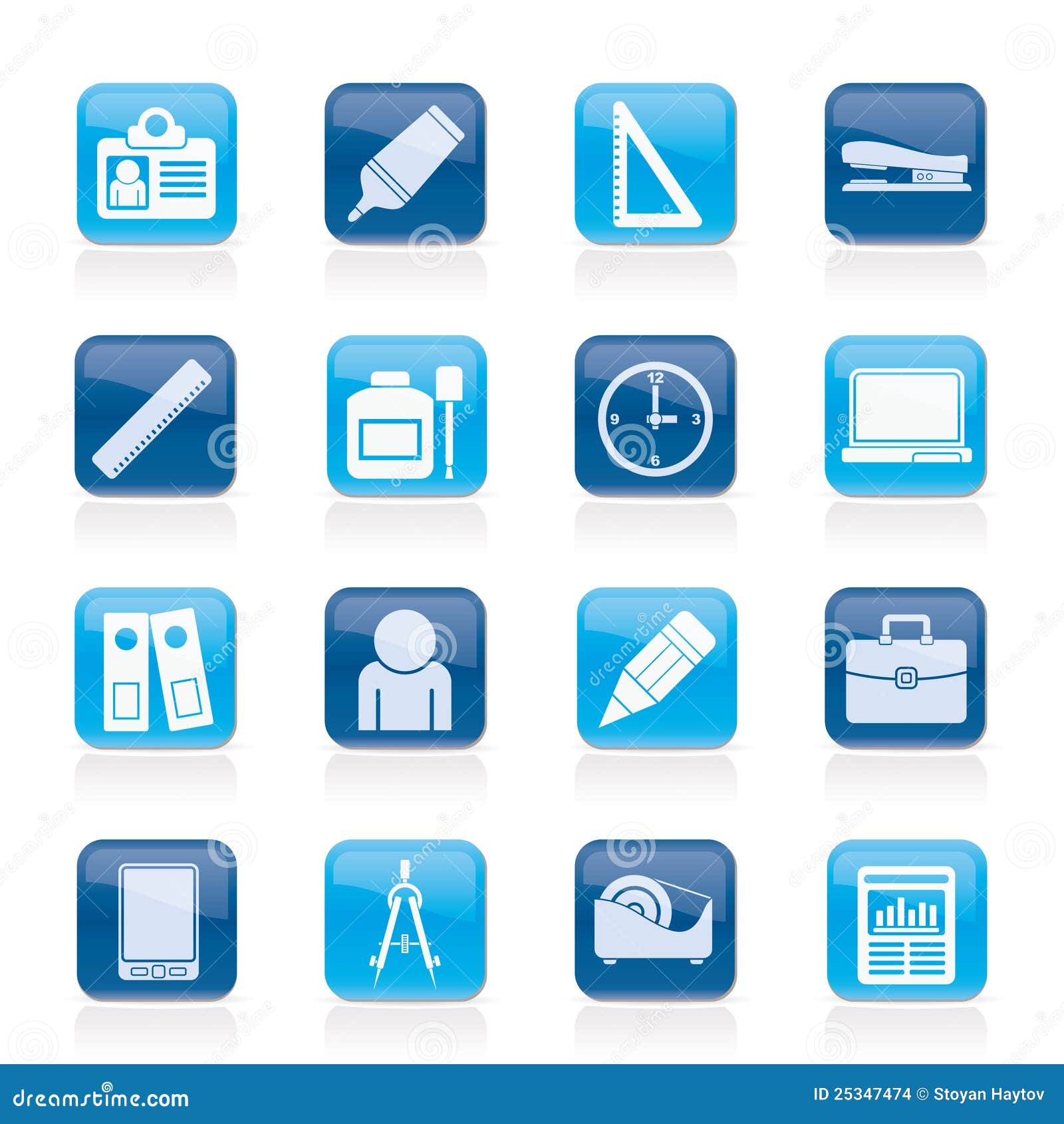 Business and Office Objects Icons Stock Vector - Illustration of card ...