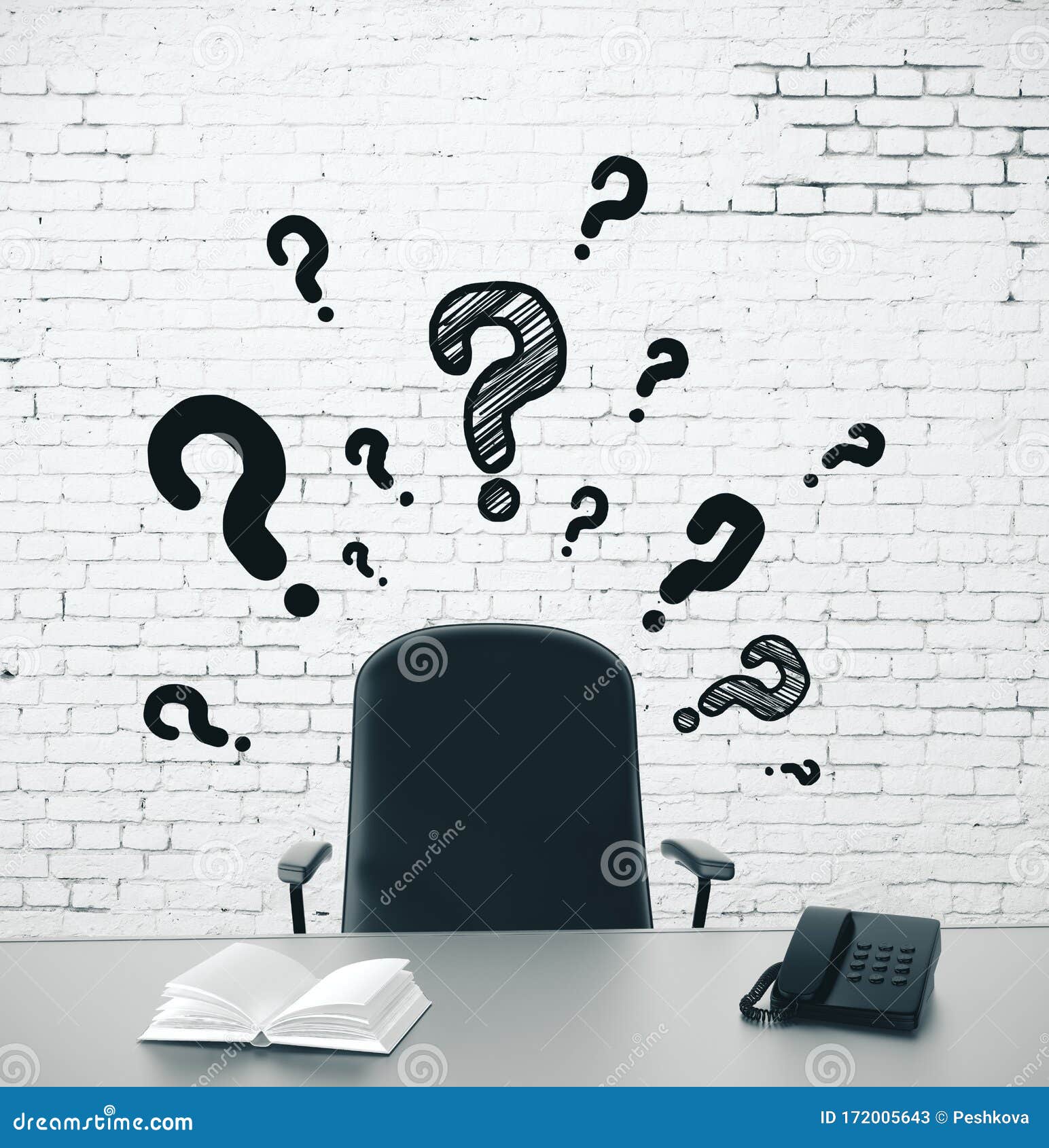 Business Office with Question Mark Stock Illustration - Illustration of ...