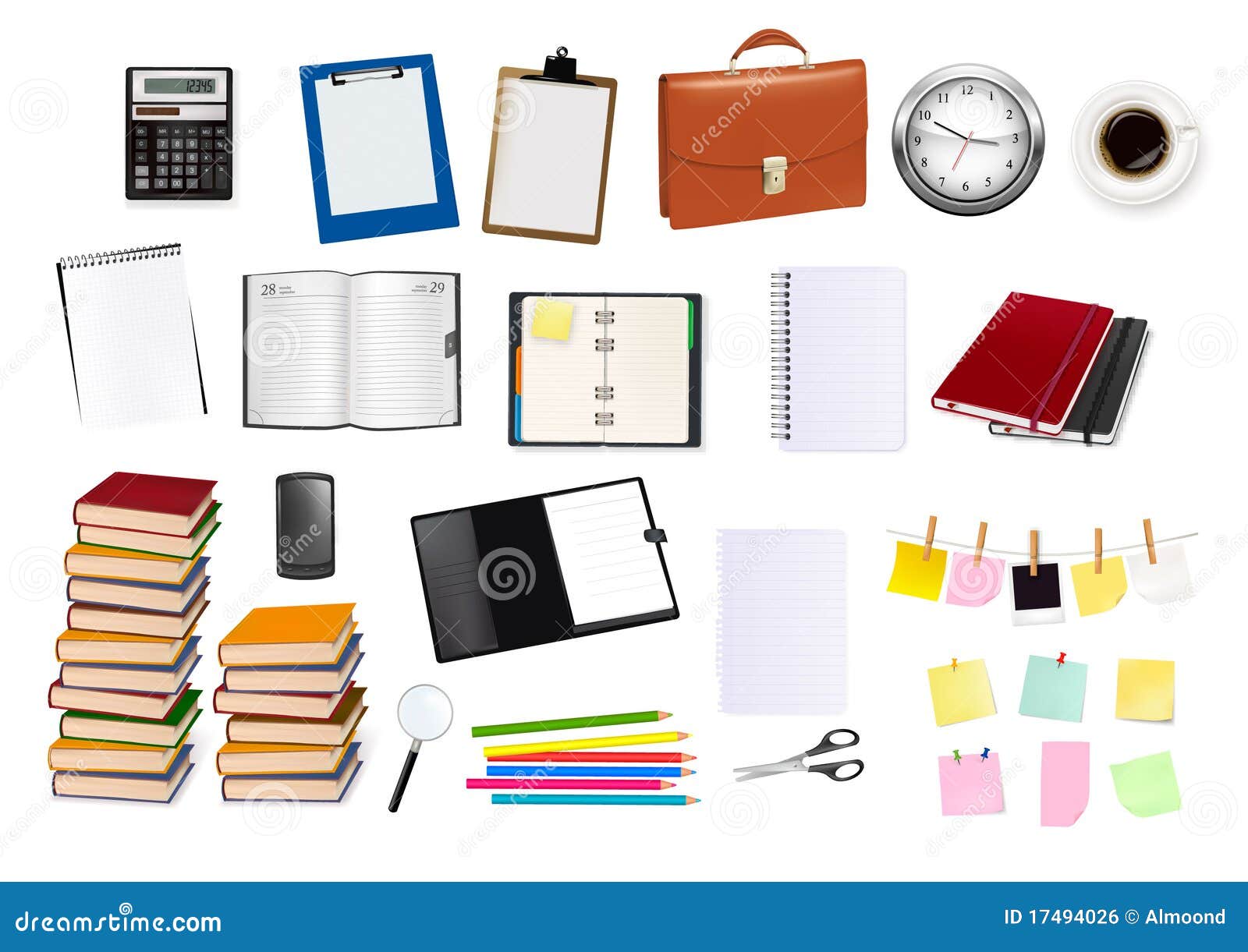 Business and Office Supplies. Vector. Stock Vector - Illustration of ...