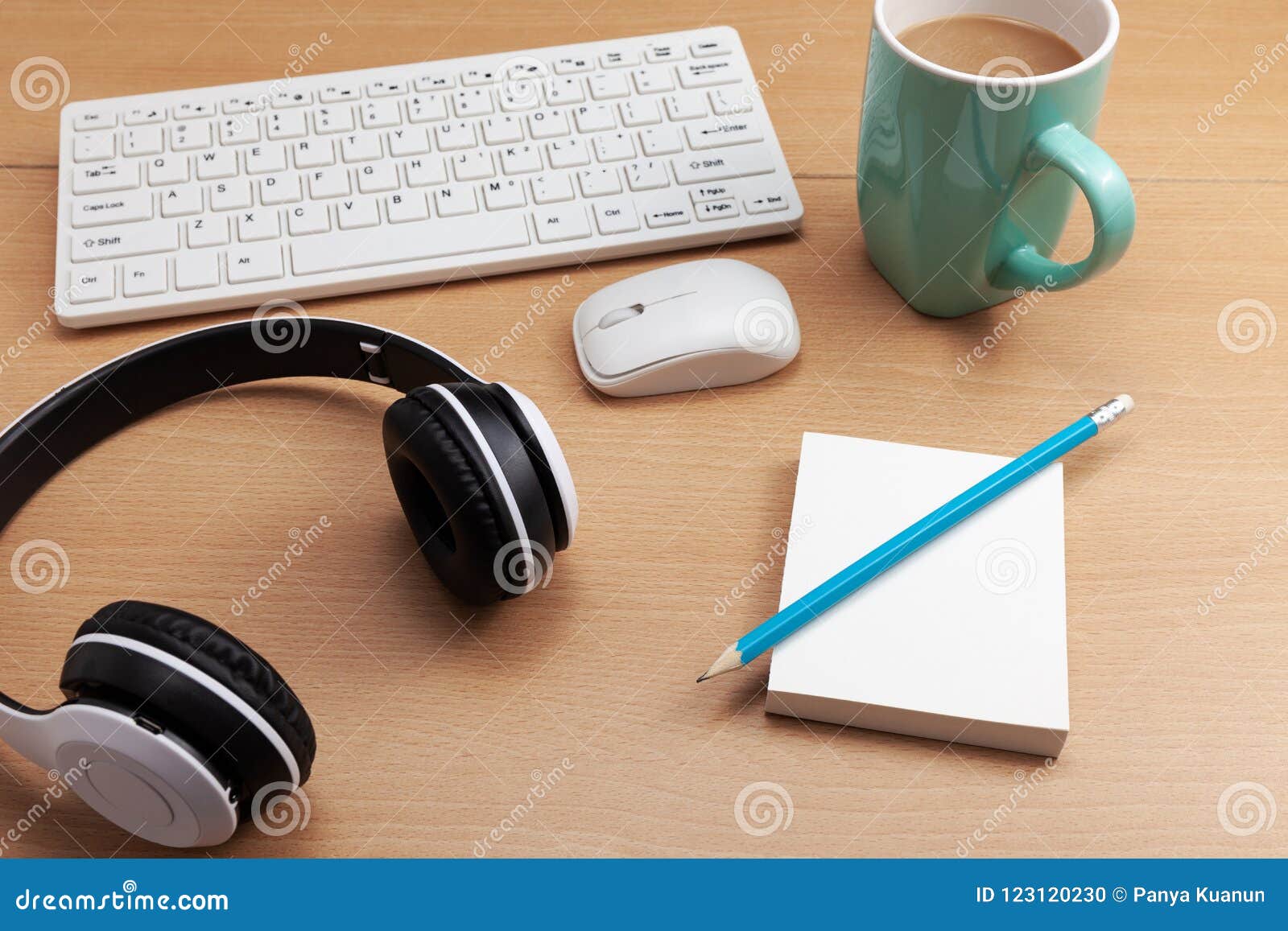 Business Office Table with Computer Objects for Business and Off Stock ...