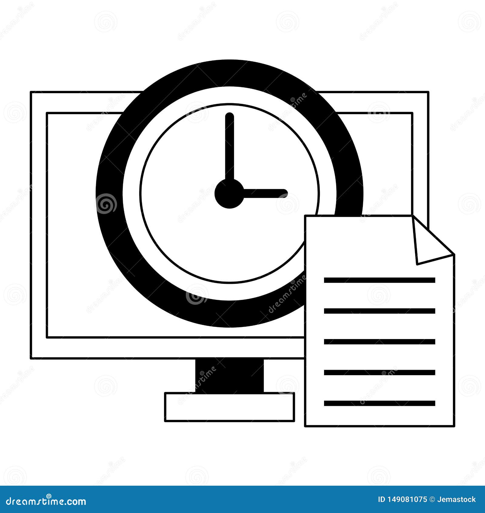 Business and Office Technology Symbols in Black and White Stock Vector ...