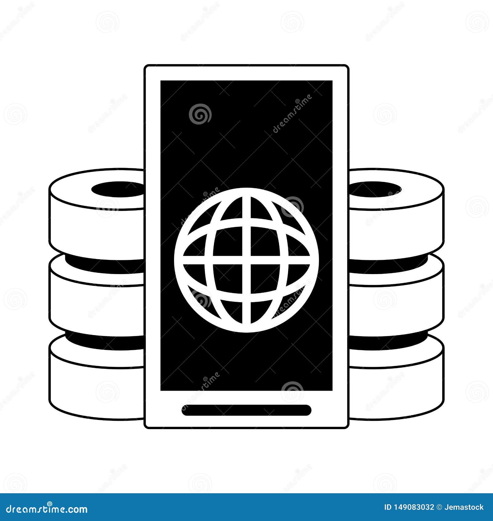 Business and Office Technology Symbols in Black and White Stock Vector ...