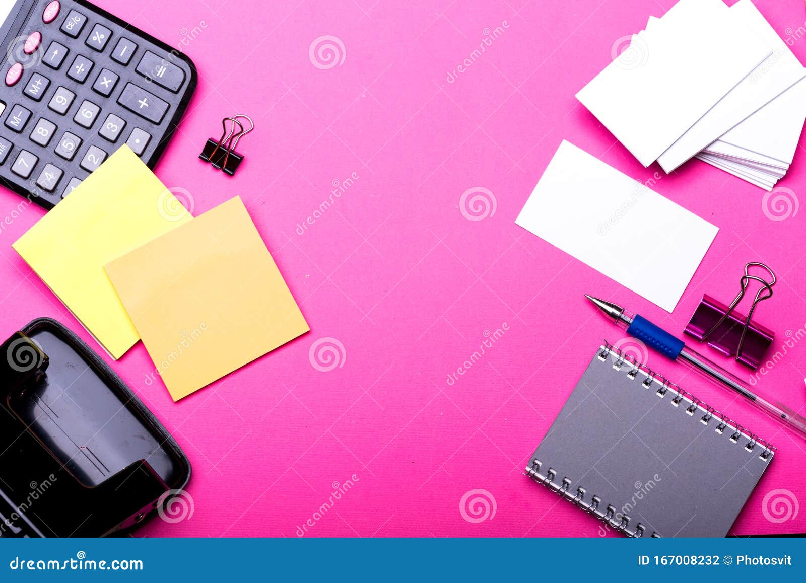 Business and Office Tools Concept. Blocknote, Yellow Note Papers Stock ...