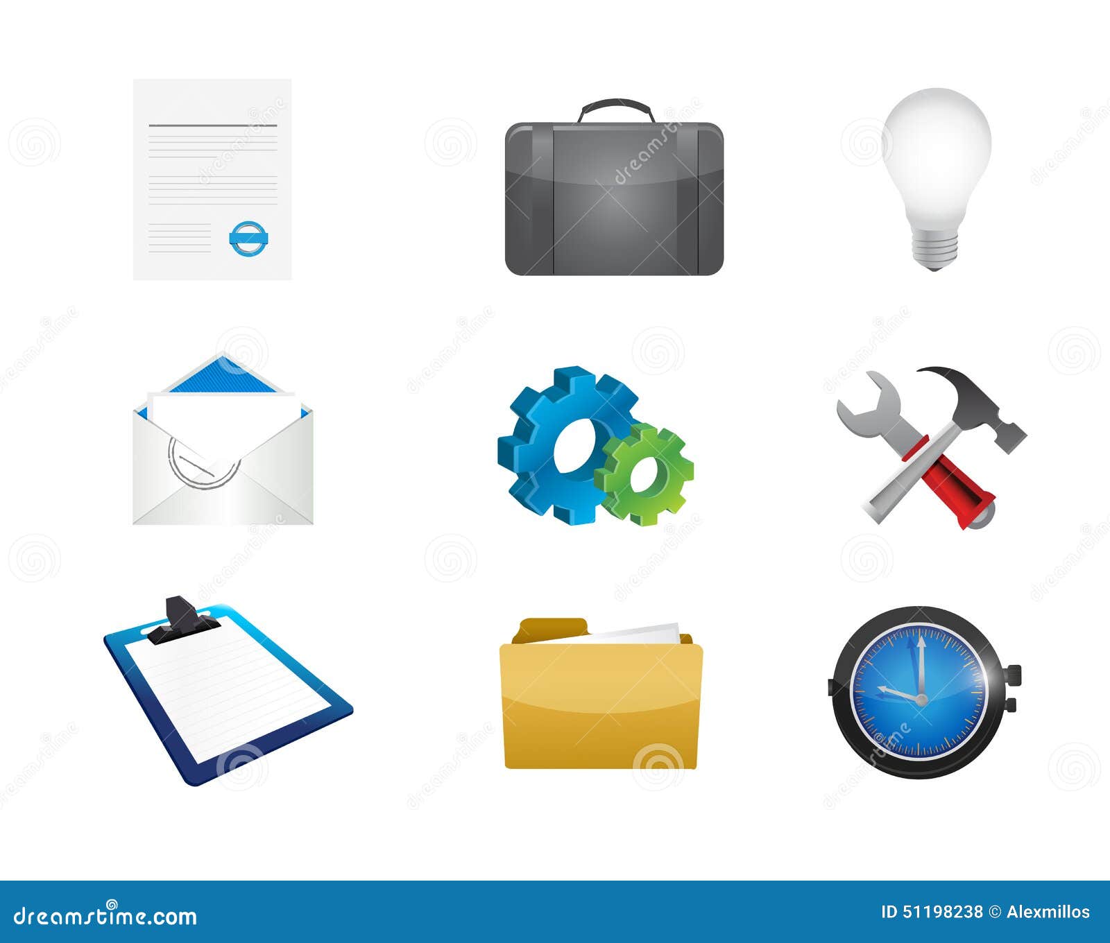 Business Office Tools Icon Set Illustration Stock Illustration ...