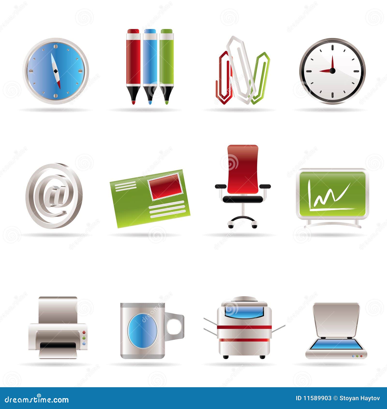 Business and Office Tools Icons Stock Vector - Illustration of compass ...