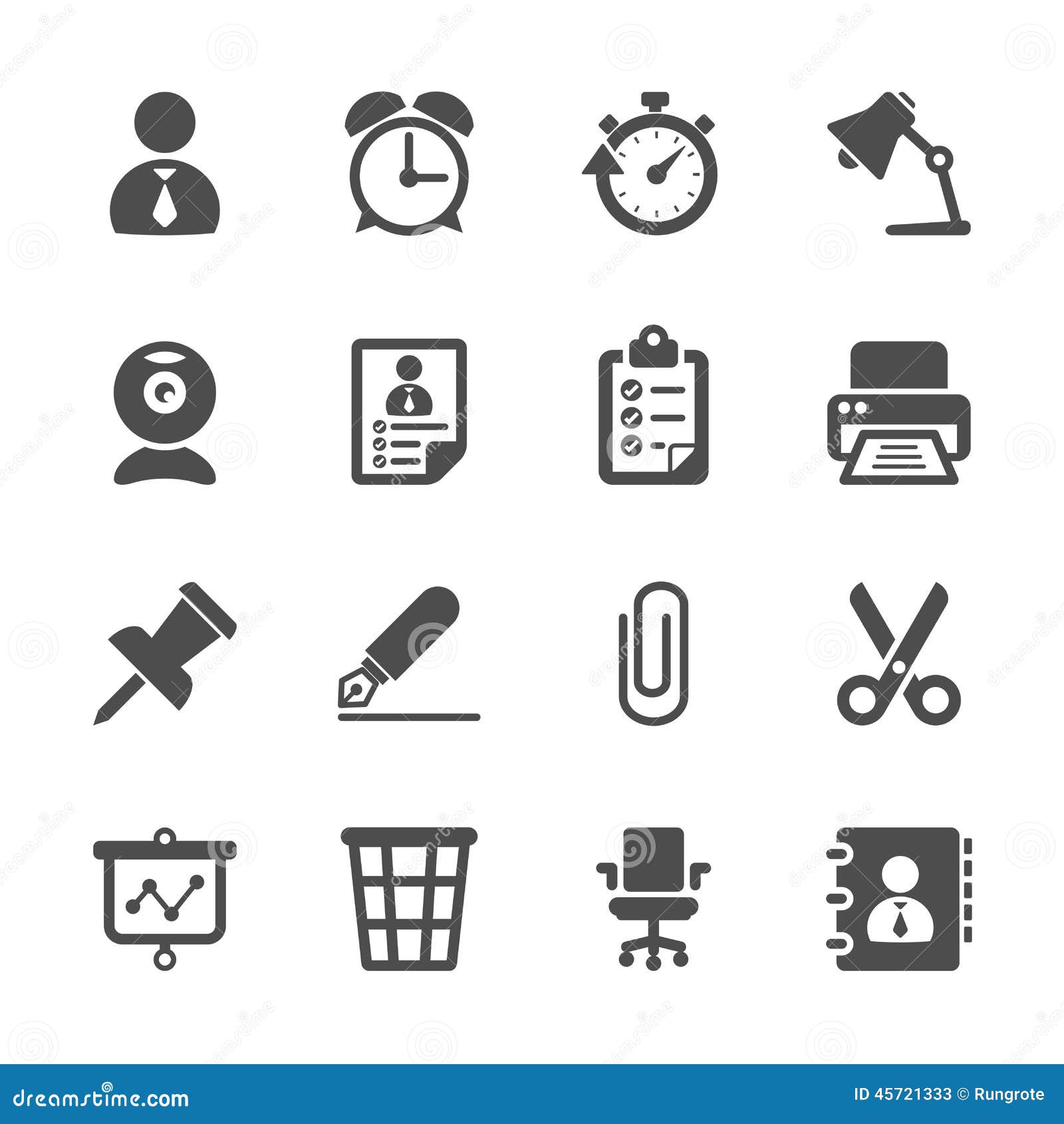Business and Office Work Icon Set, Vector Eps10 Stock Vector ...