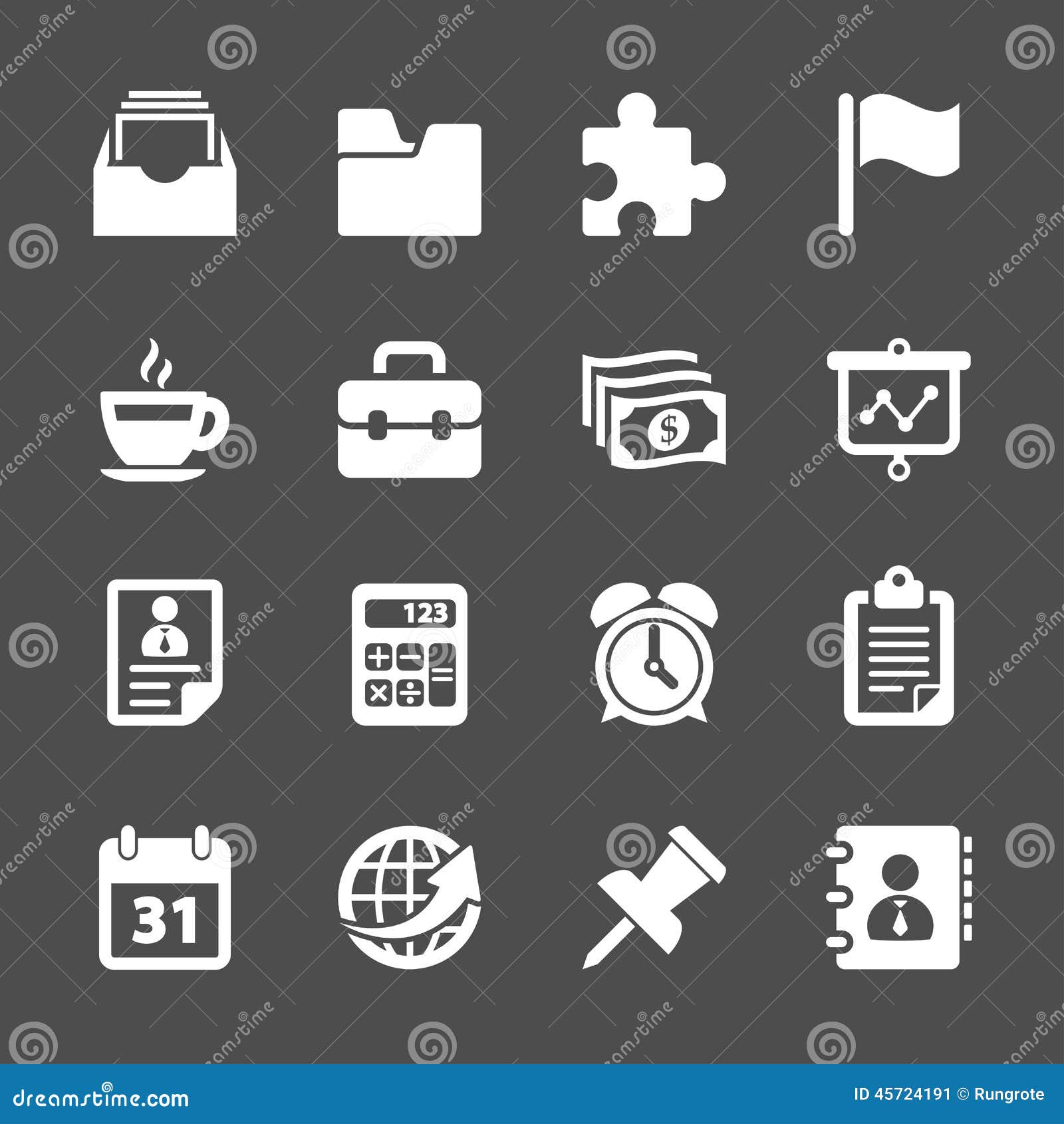 Business and Office Work Icon Set, Vector Eps10 Stock Vector ...