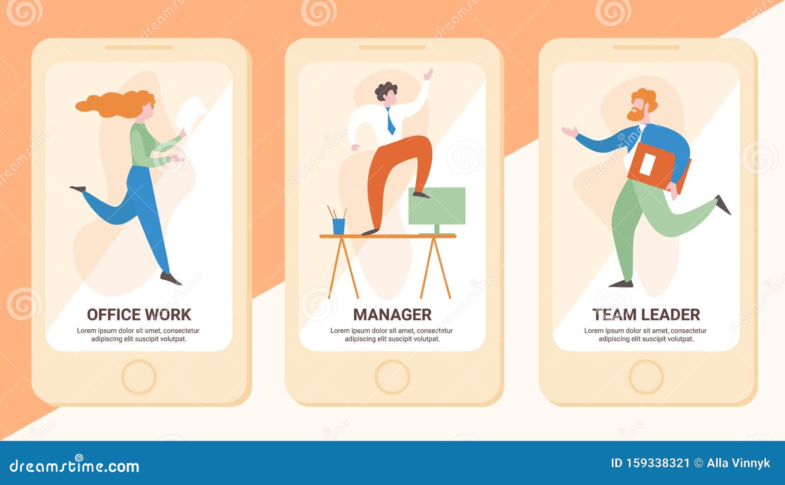 Business Office Workers Flat Vector Web Banners Stock Vector ...