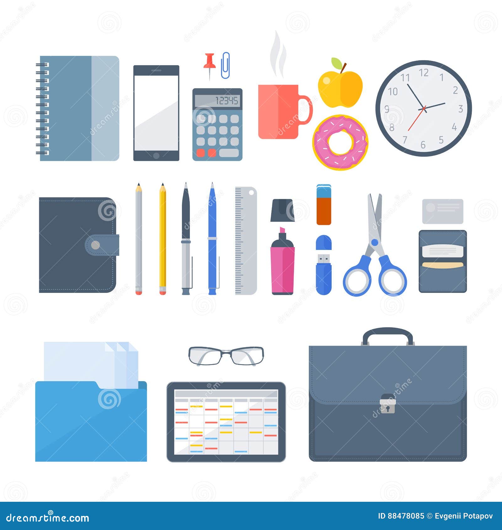 Business and Office Workplace Items 2 Stock Vector - Illustration of ...