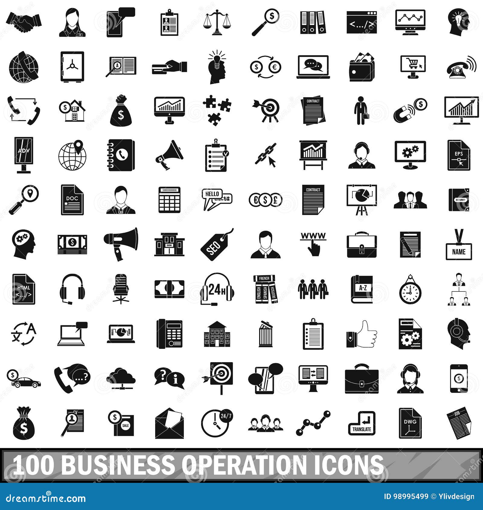 100 Business Operation Icons Set, Simple Style Stock Vector ...